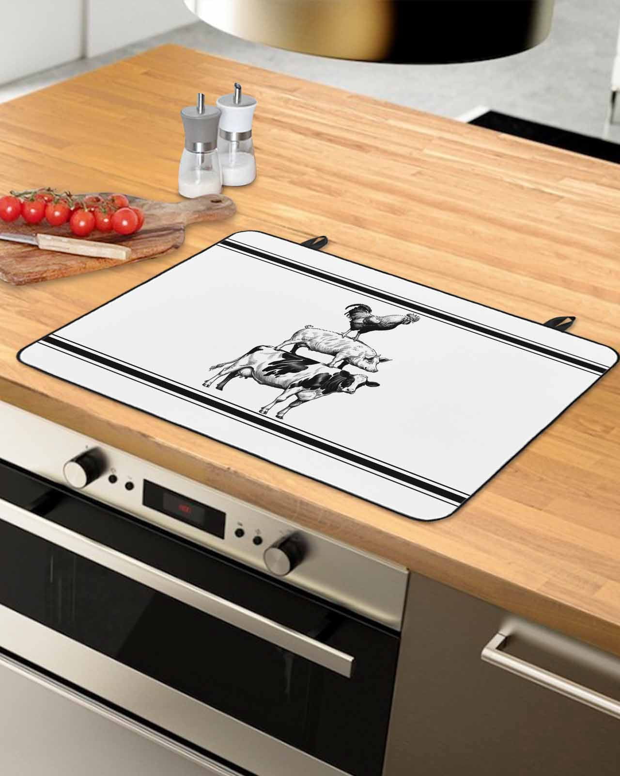 Large Induction Cooktop Protector Mat Vintage Animals Stove Top Covers ...