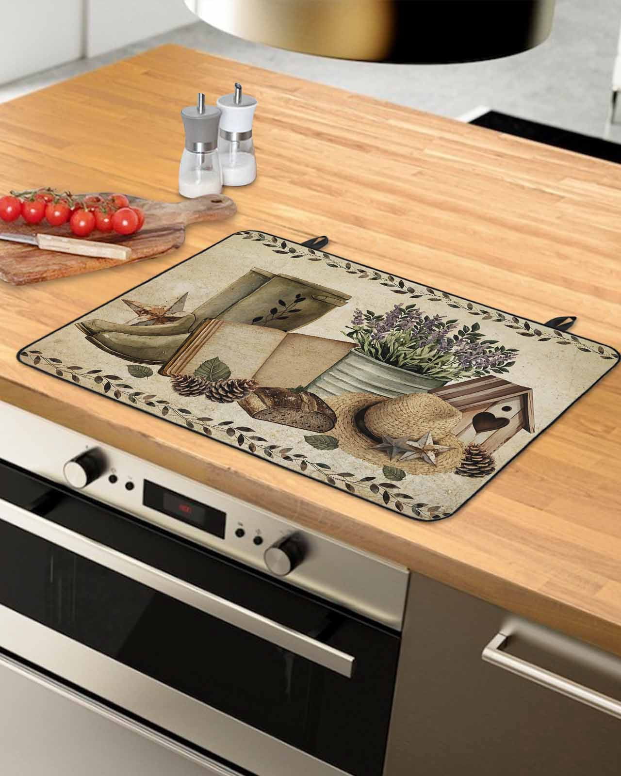 Large Induction Cooktop Protector Mat Vintage Farmhouse Stove Top ...