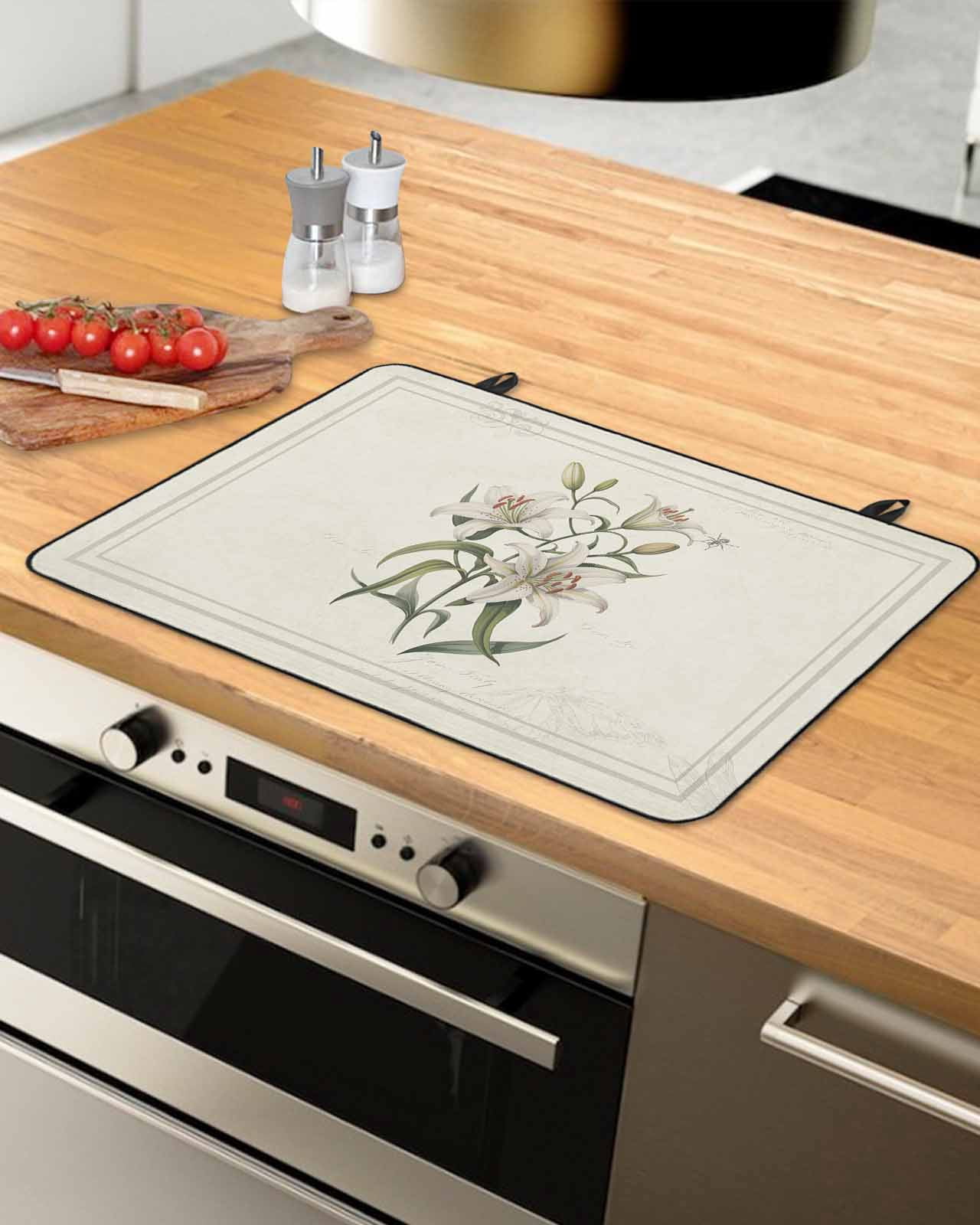 Large Induction Cooktop Protector Mat Vintage Floral Stove Top Covers ...