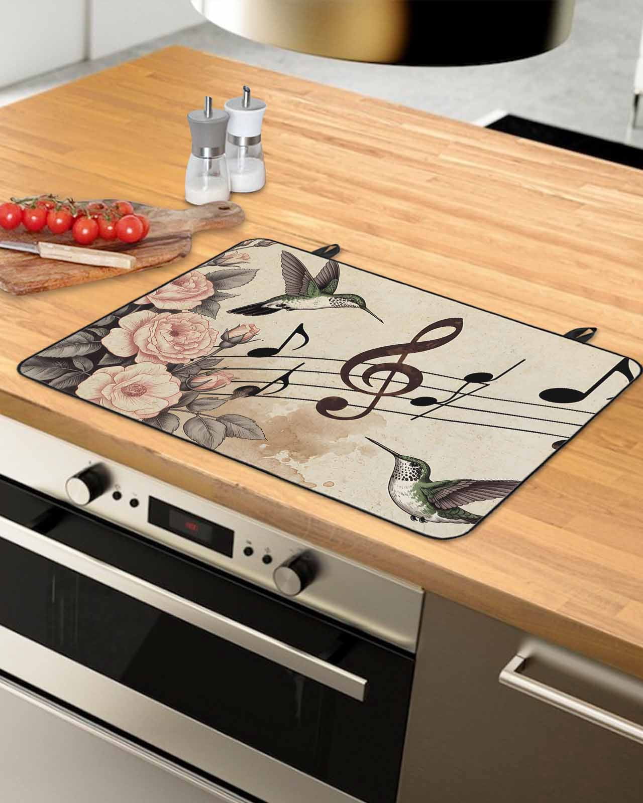 Large Induction Cooktop Protector Mat Vintage Flowers Stove Top Covers ...