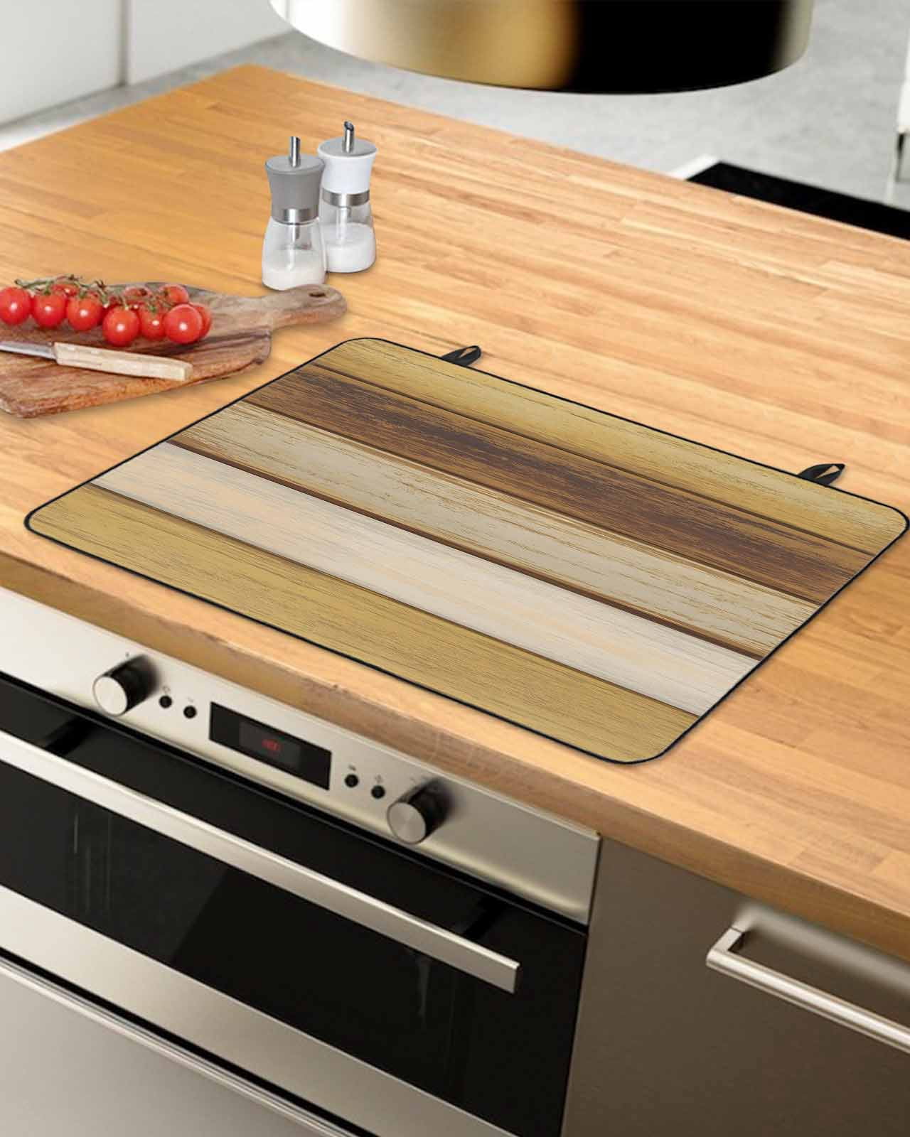 Large Induction Cooktop Protector Mat Vintage Yellow Wood Stove Top ...