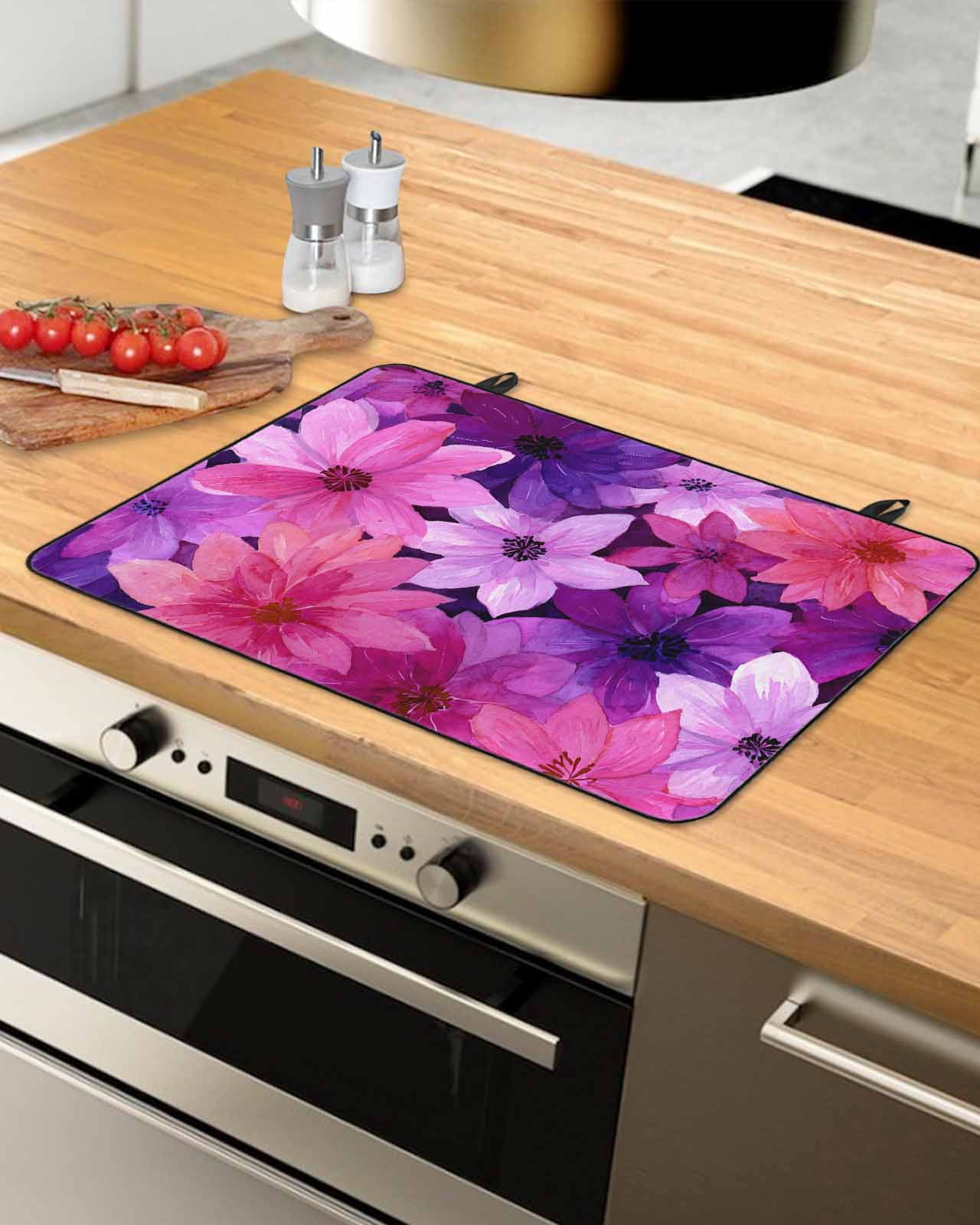 Large Induction Cooktop Protector Mat Watercolor Flowers Stove Top ...