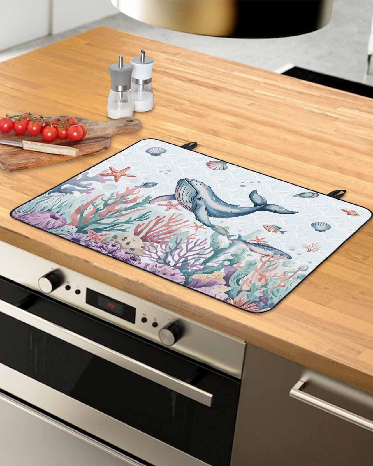 Large Induction Cooktop Protector Mat Whale Coastal Stove Top Covers ...