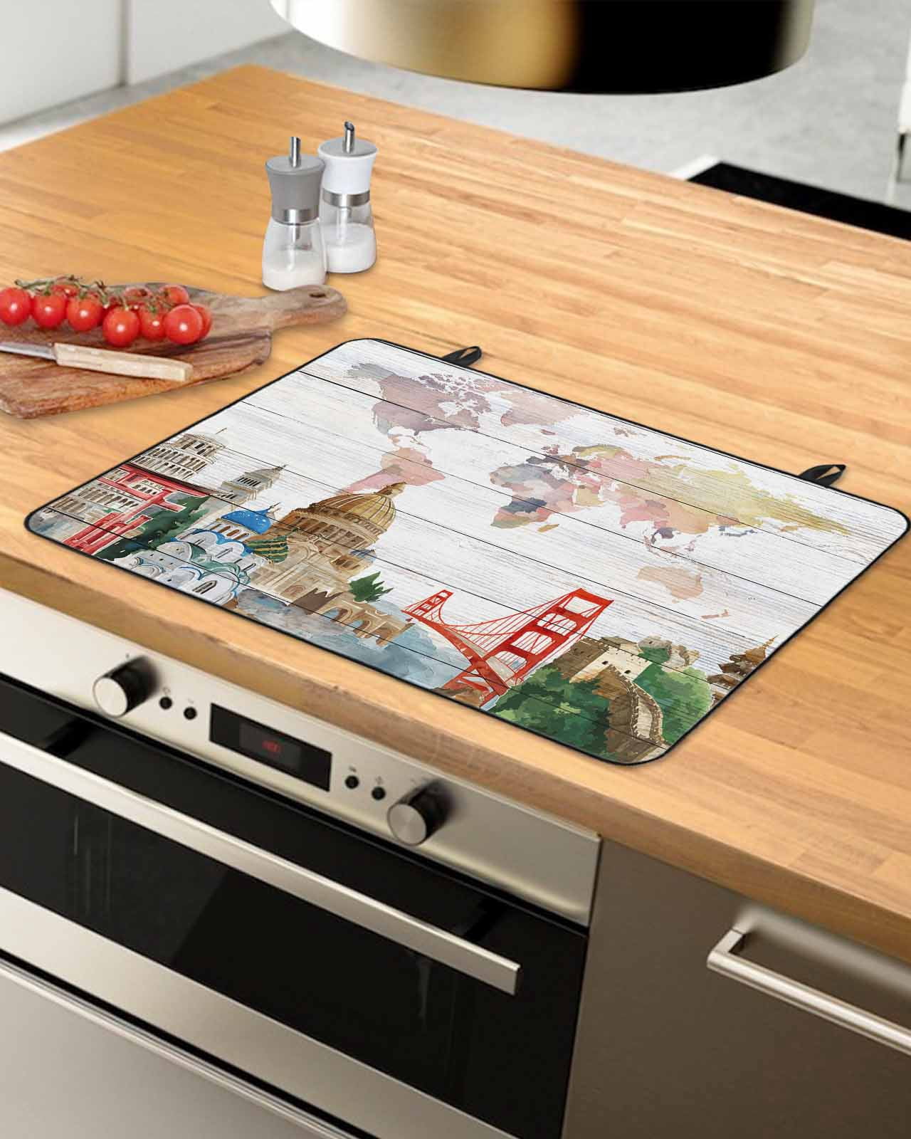Large Induction Cooktop Protector Mat World Map Stove Top Covers for ...