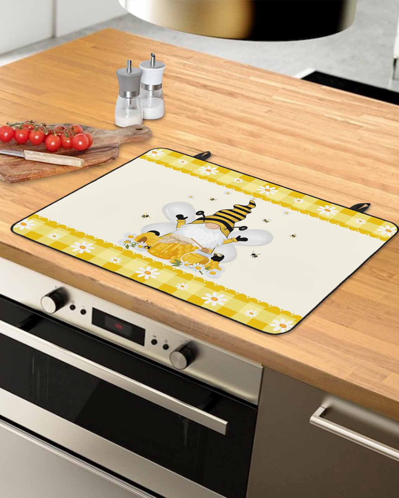 Large Induction Cooktop Protector Mat Yellow Bees Gnomes Stove Top ...