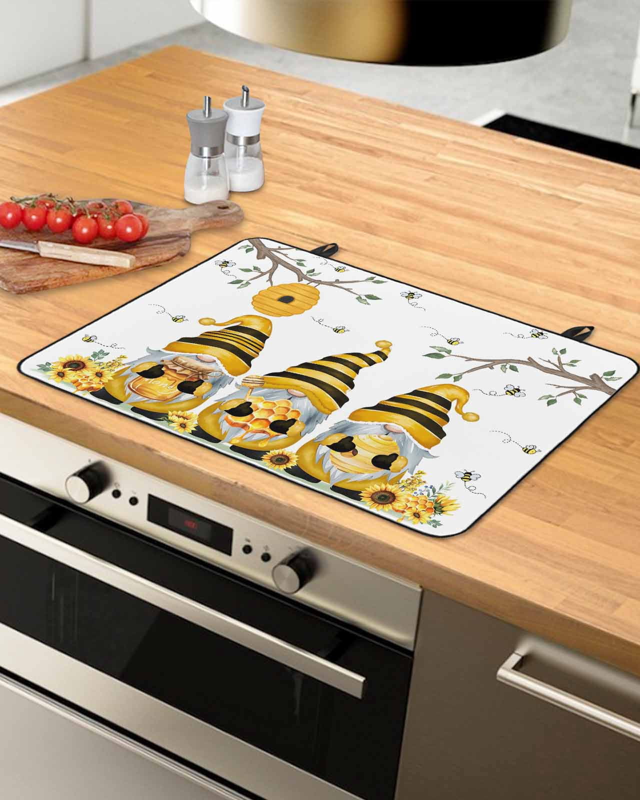 Large Induction Cooktop Protector Mat Yellow Bees Gnomes Stove Top ...