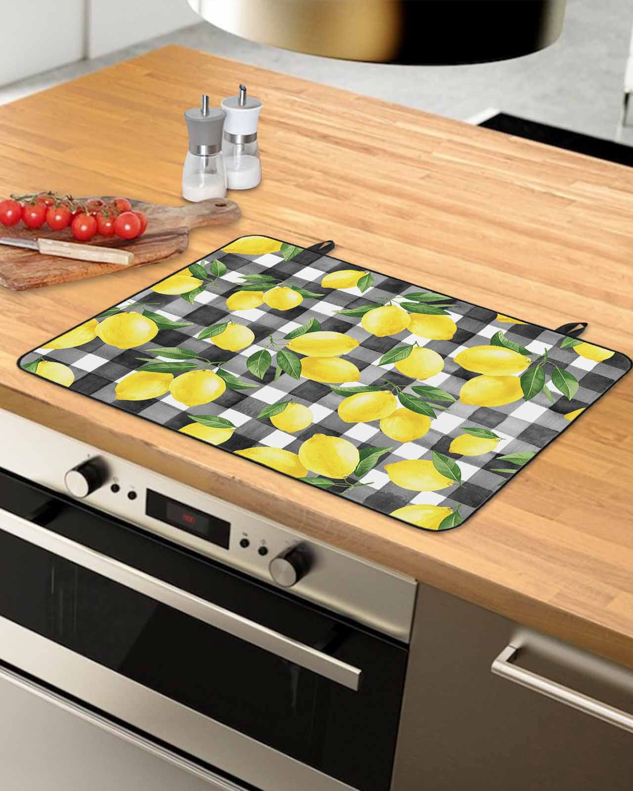 Large Induction Cooktop Protector Mat Yellow Lemons Stove Top Covers ...