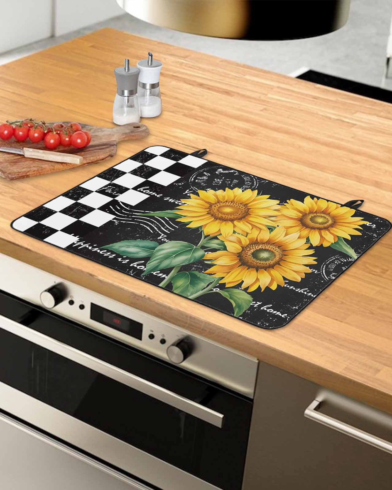 Large Induction Cooktop Protector Mat Yellow Sunflower Stove Top Covers ...
