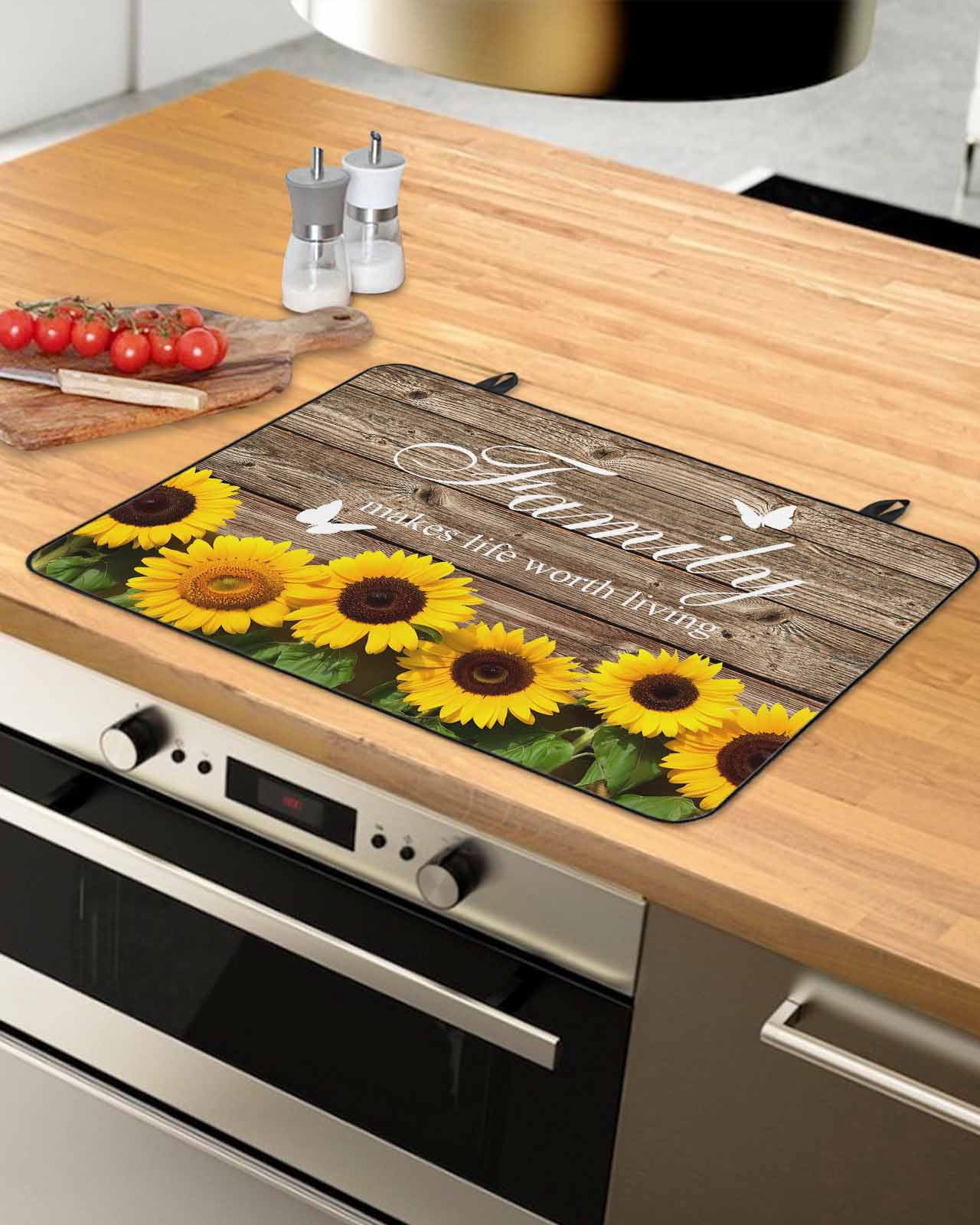 Large Induction Cooktop Protector Mat Yellow Sunflowers Stove Top ...