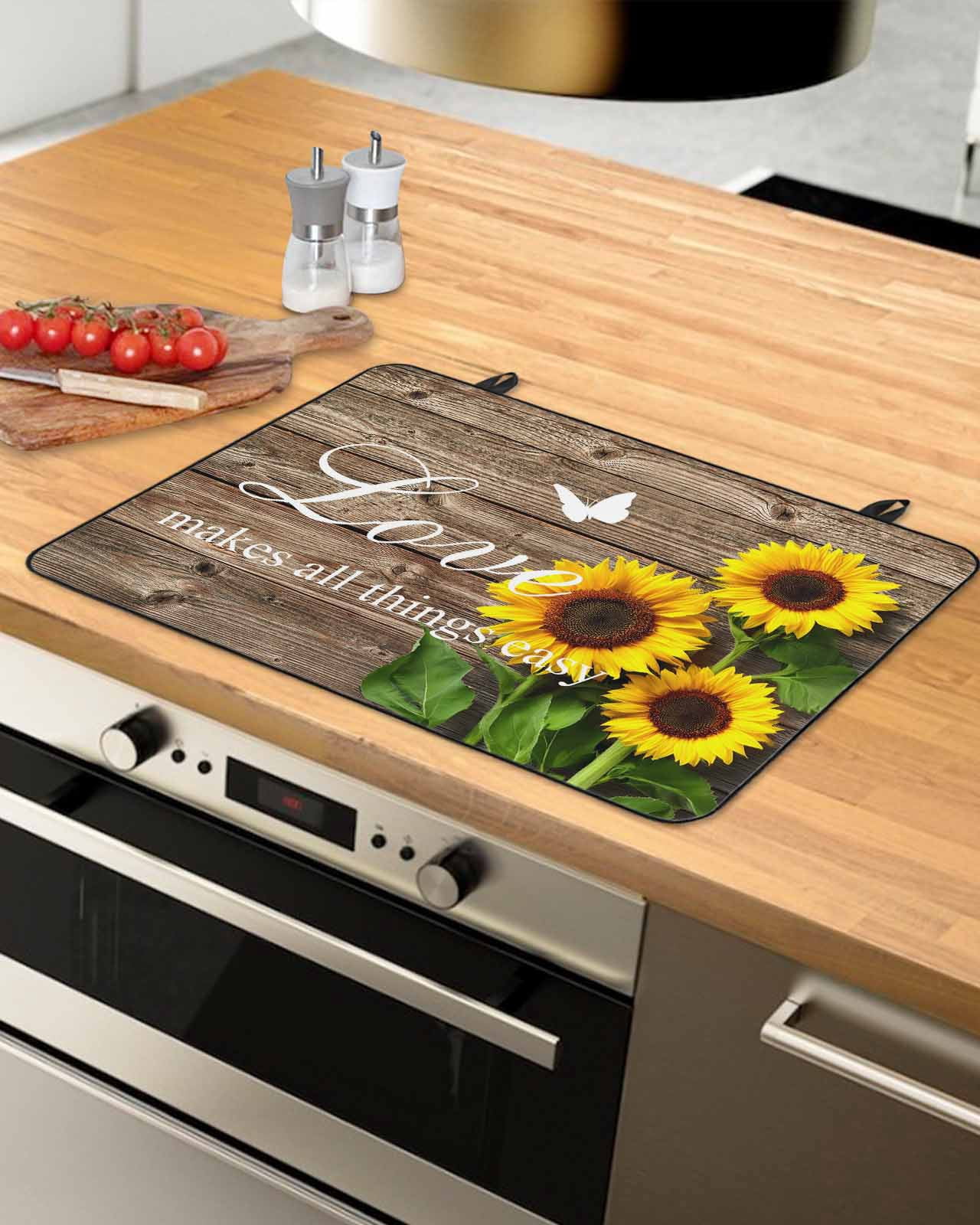 Large Induction Cooktop Protector Mat Yellow Sunflowers Stove Top ...