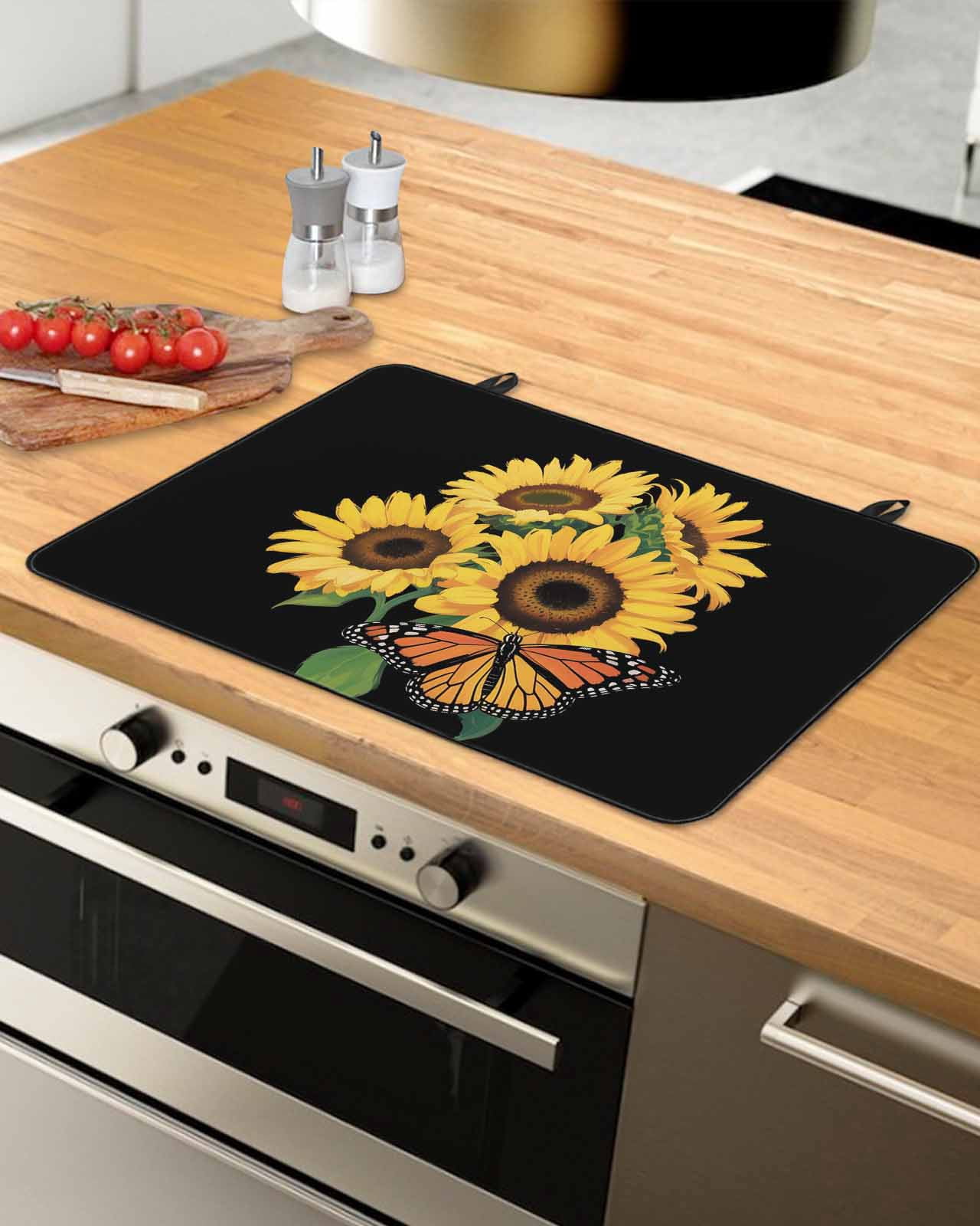 Large Induction Cooktop Protector Mat Yellow Sunflowers Stove Top ...