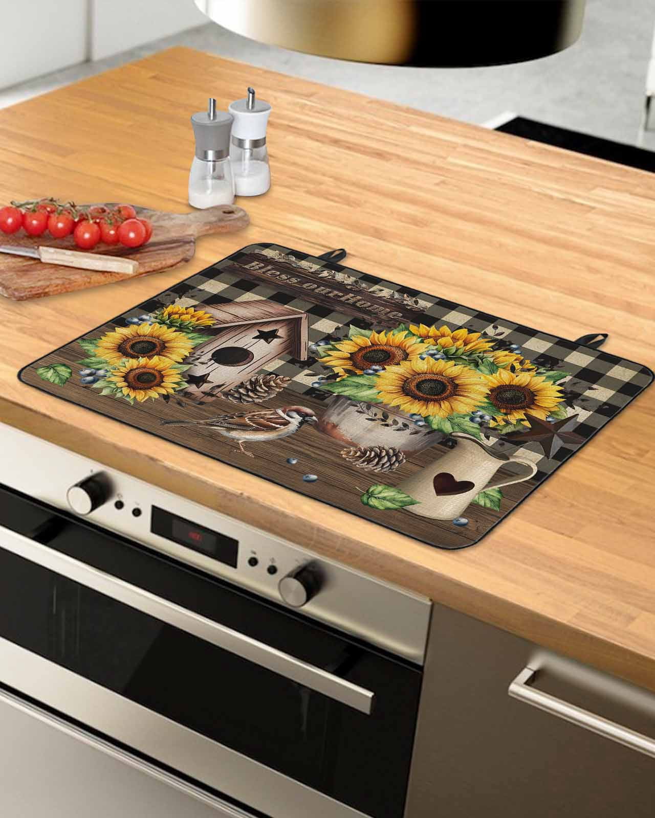 Large Induction Cooktop Protector Mat Yellow Sunflowers Stove Top ...