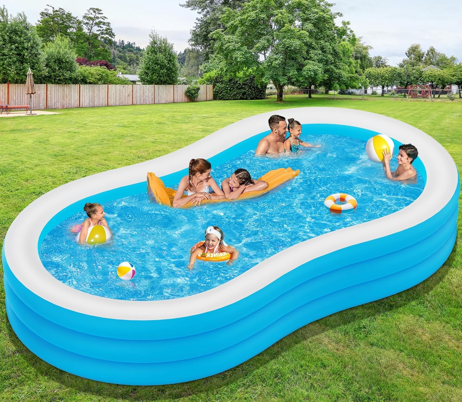 Large Inflatable Pool – 145" x 74" x 22" Family Blow up Pool for Adults ...