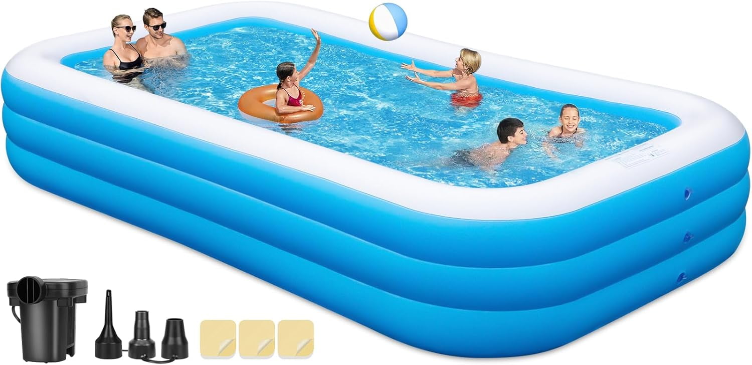 Large Inflatable Pool for Adults, 130"x72"x22" Big Inflatable Swimming ...