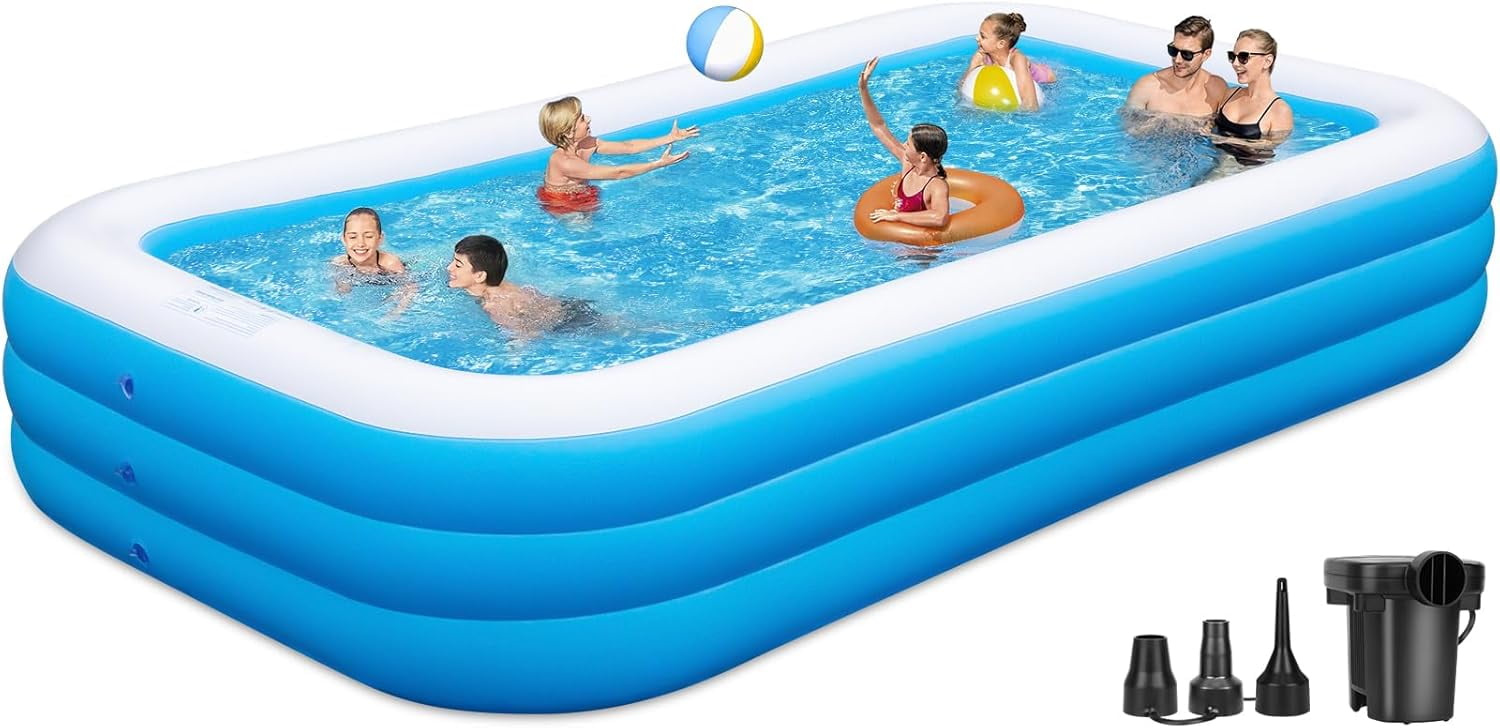 Large Inflatable Pool for Adults, 130"x72"x22" Big Inflatable Swimming ...