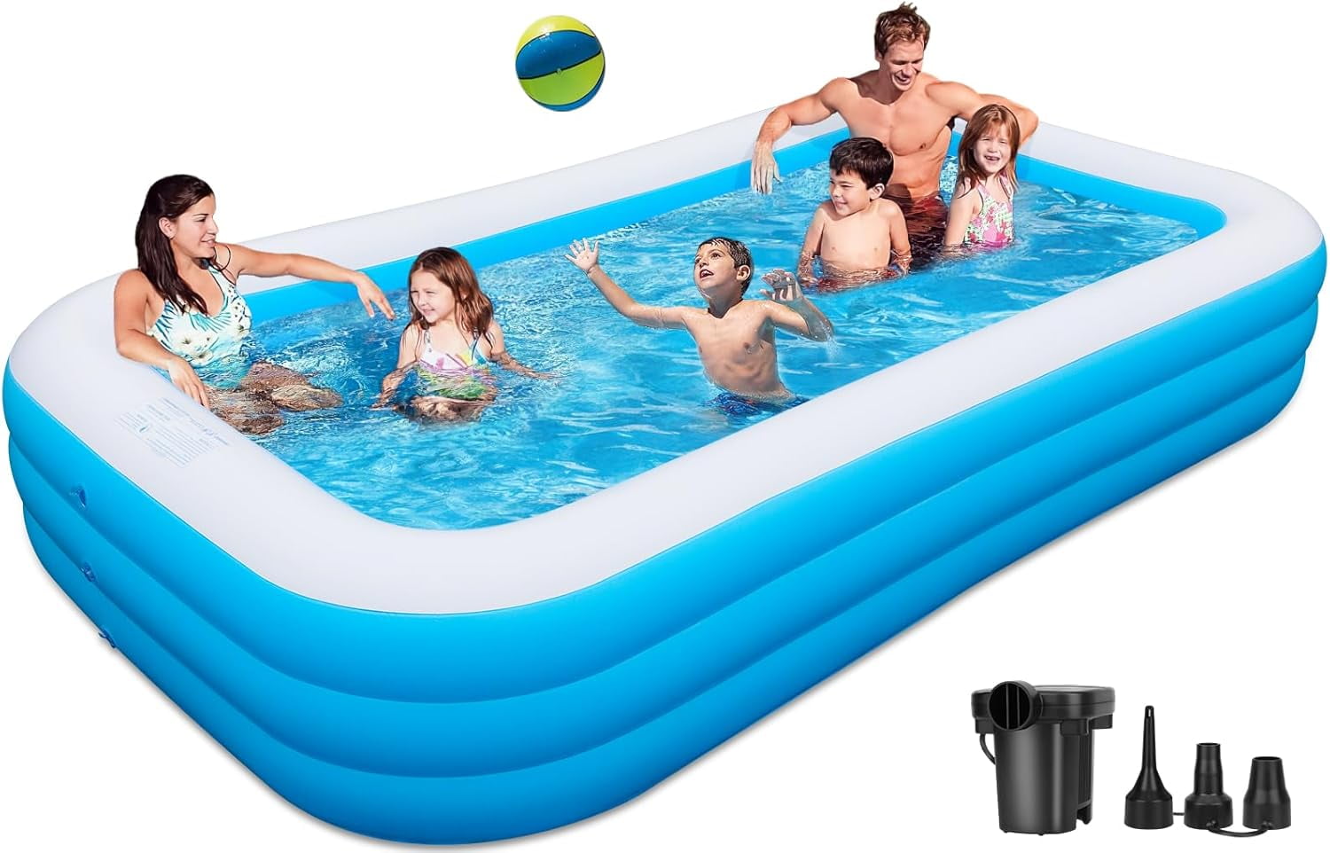 Large Inflatable Pool with Pump - 130'' x 72'' x 22'' Family Blow Up ...