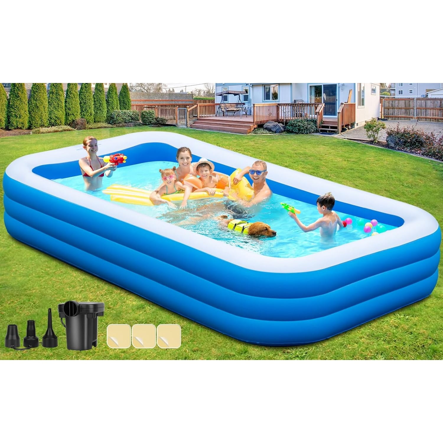 Large Inflatable Pool with Pump, 130" x 72" x 22" Blow Up Pools for ...