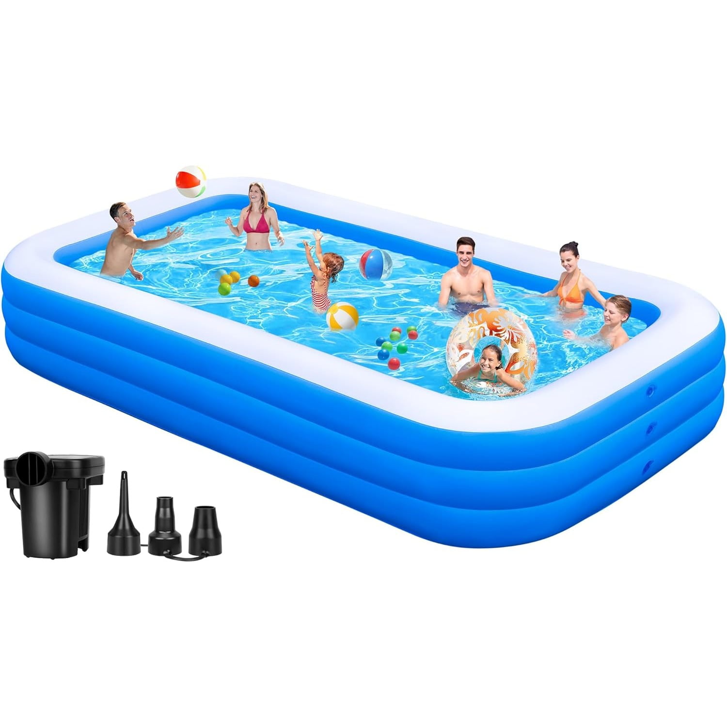 Large Inflatable Pool with Pump for Adults - 130'' x 72'' x 22'', Extra ...