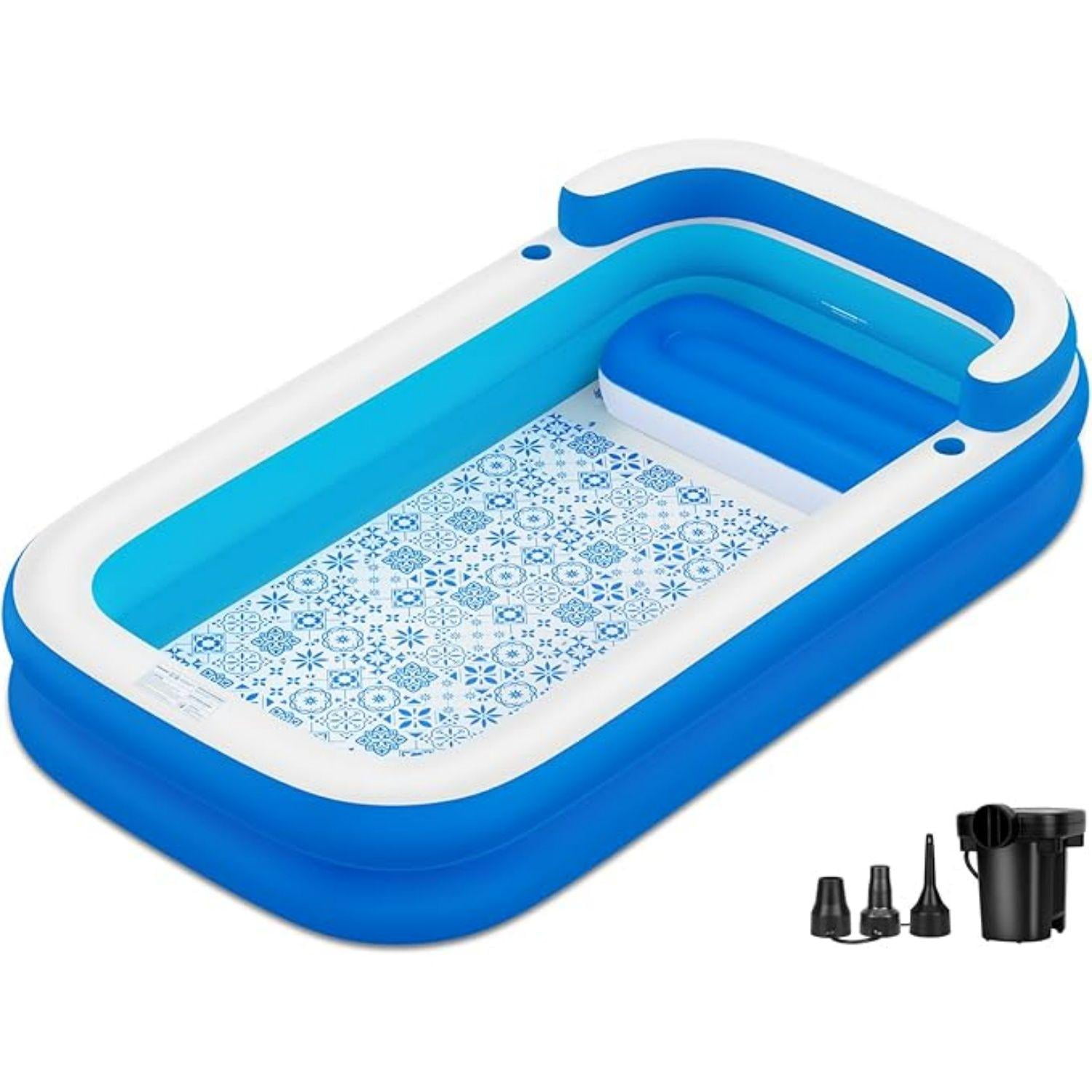 Large Inflatable Swimming Pool, 120" X 85" X 30" Oversized Thickened ...