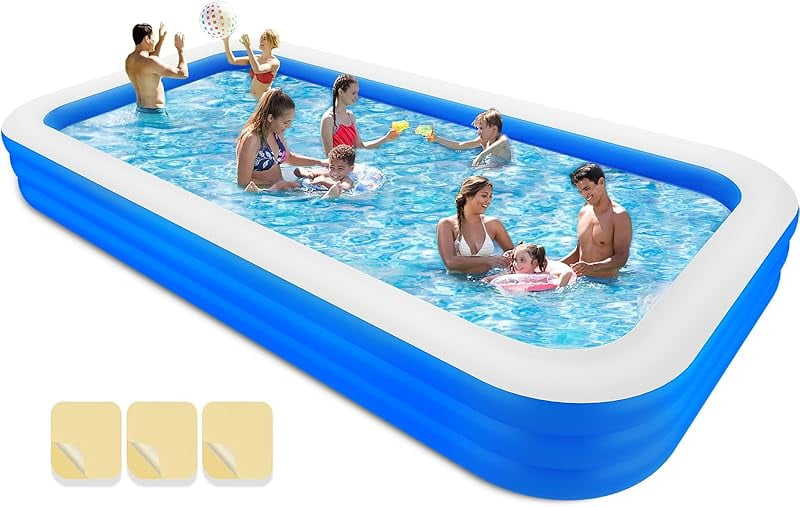 Large Inflatable Swimming Pool, 145" X 74" X 22" Extra Large Blow-Up ...