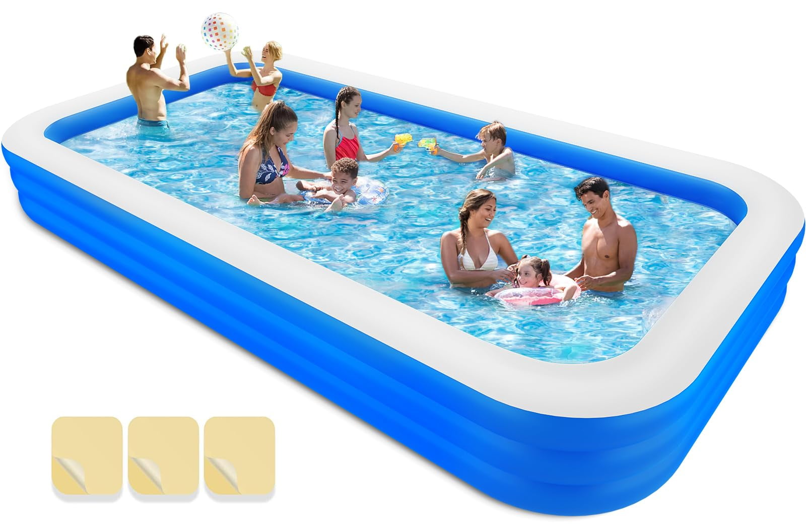 Large Inflatable Swimming Pool, 145" X 74" X 22" Extra Large Blow-Up ...