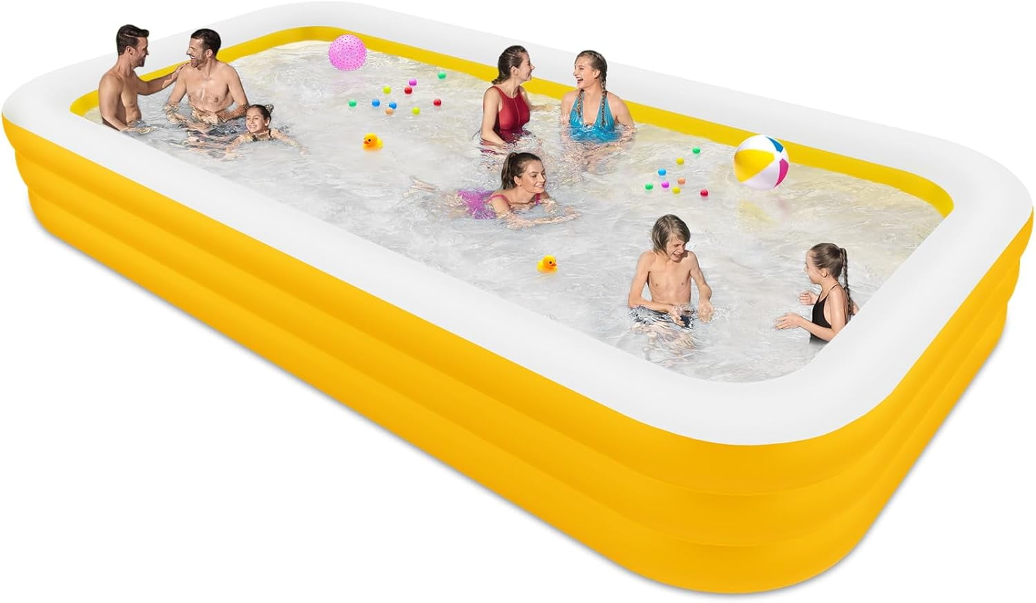 Large Inflatable Swimming Pool, 145" X 74" X 22" Oversized Blow-Up ...