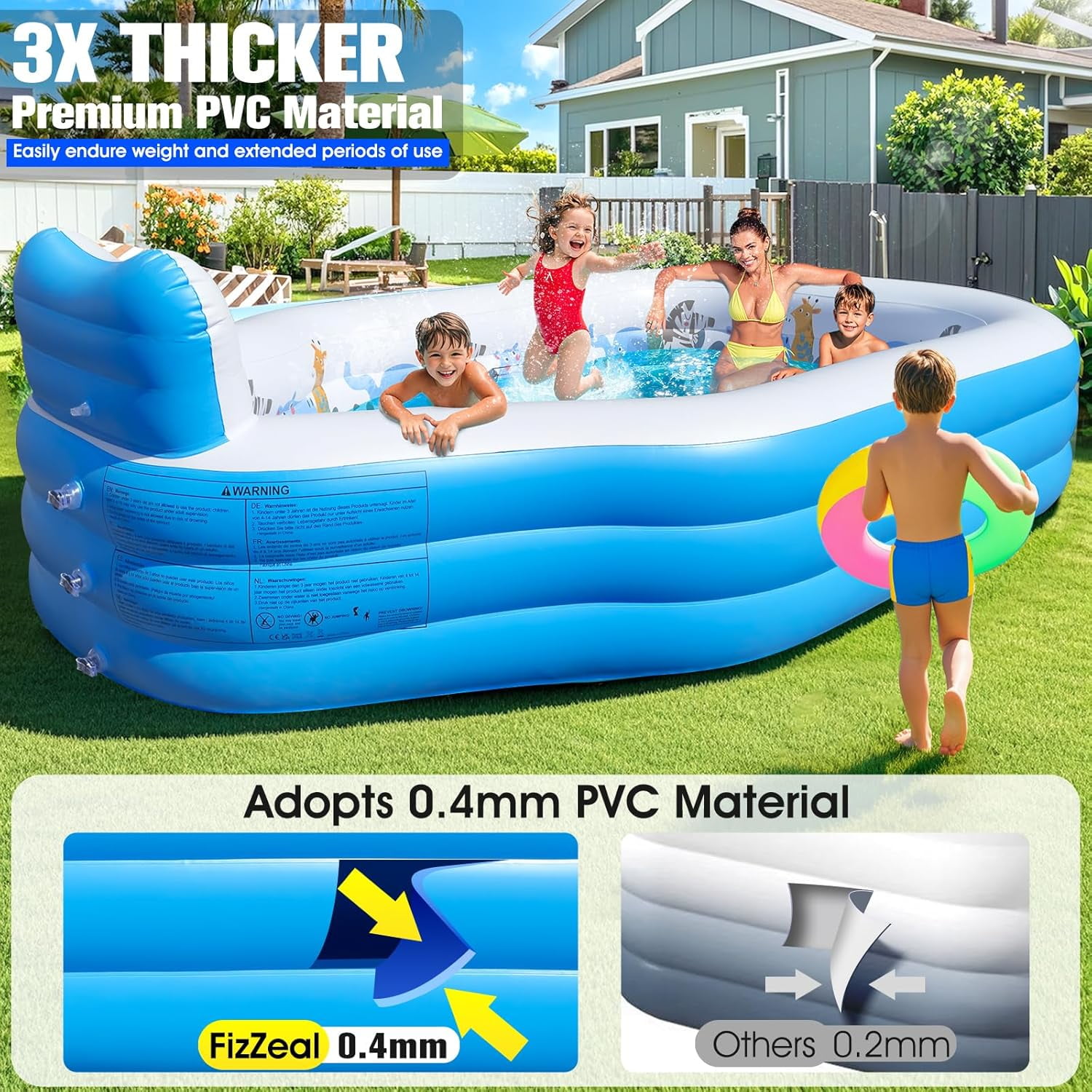 Large Inflatable Swimming Pool for Kids and Adults,Thickened Adult Pool ...