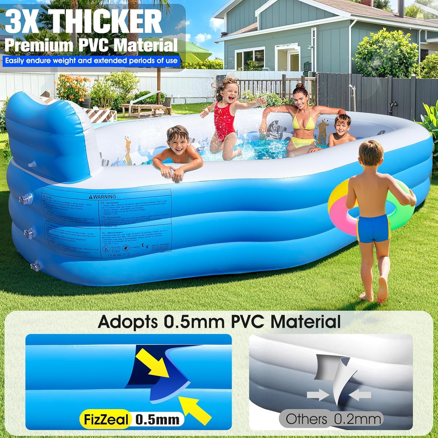 Large Inflatable Swimming Pool for Kids and Adults,Thickened Adult Pool ...