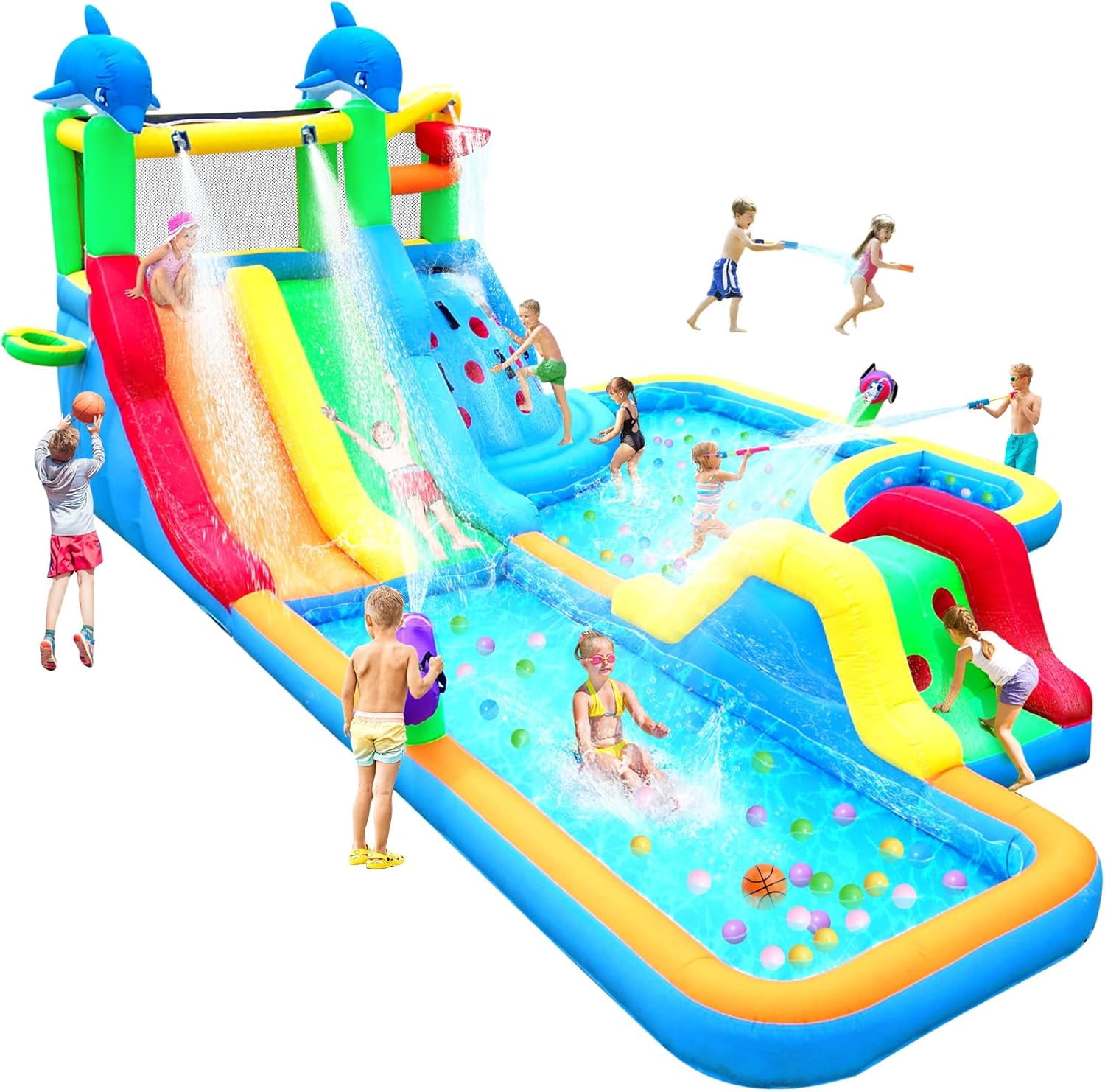 Large Inflatable Water Slide Bounce House 20Ftx14Ft Dolphin Styling ...