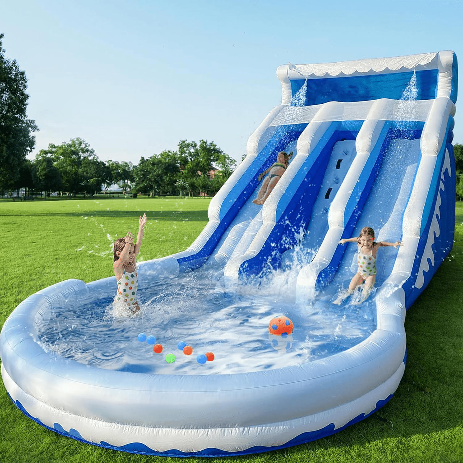 Large Inflatable Water Slide With Splash Pool & Air Blower for Kids ...