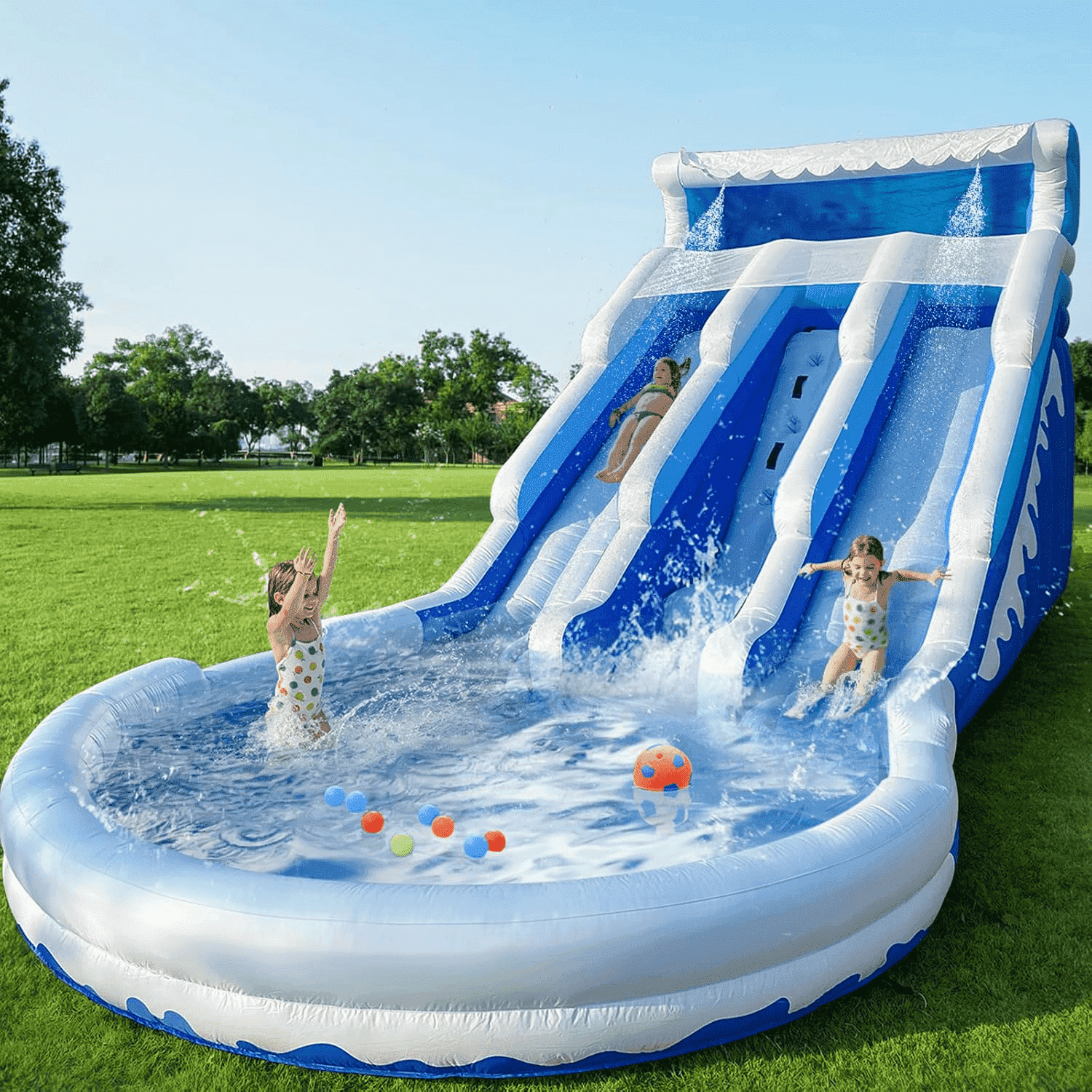 Connsann Water Slide with Splash Pool and Air Blower for Kids Backyard ...