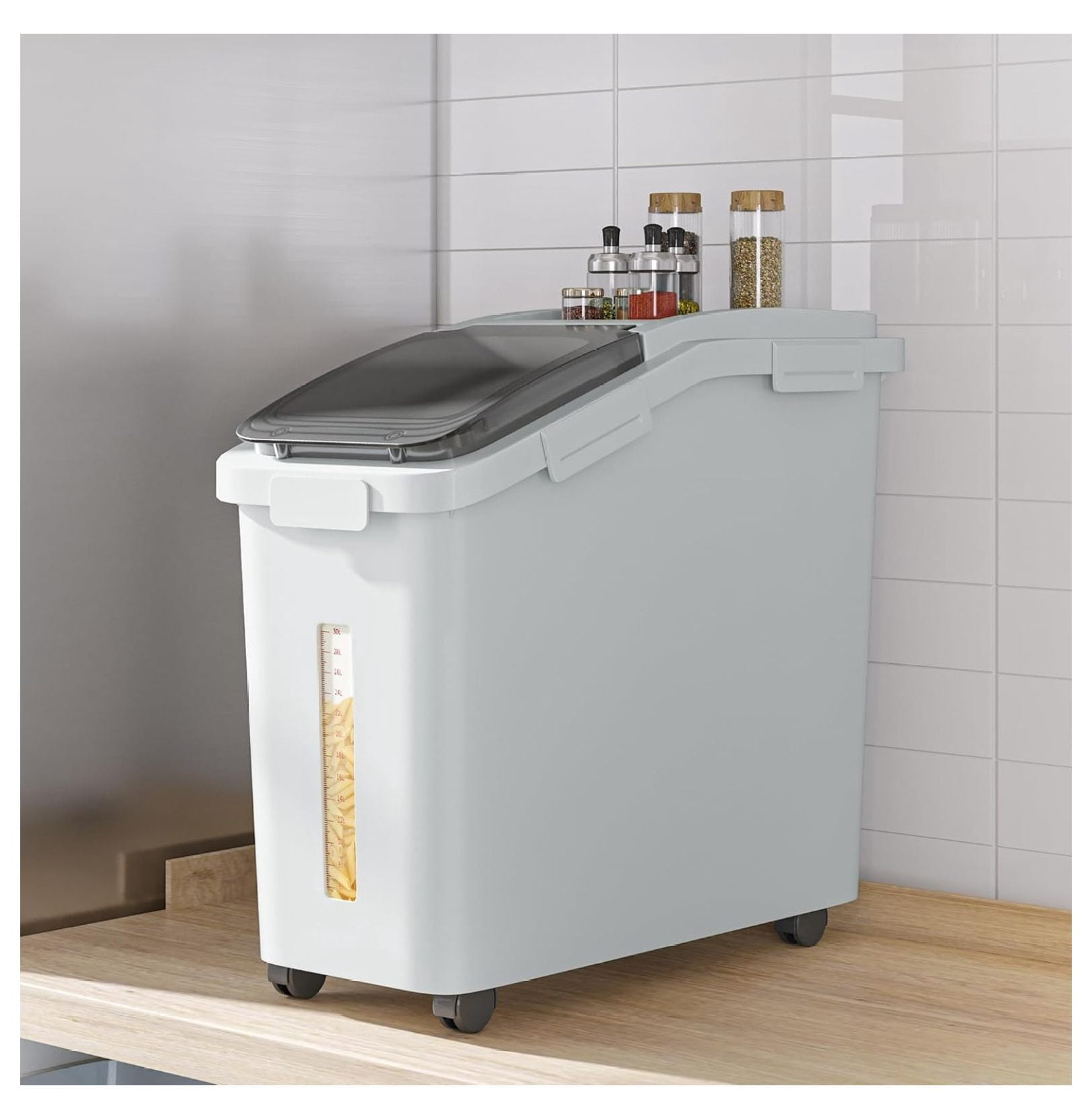 Large Ingredient , Rice Container With Wheels, , Lid and Scale - Bulk ...