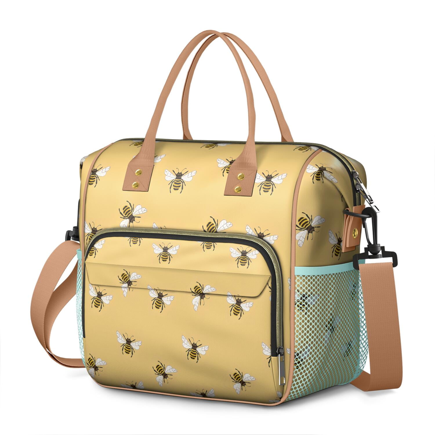 Large Insulated Lunch Bag with Bee Hive and Honeycomb Patterns ...