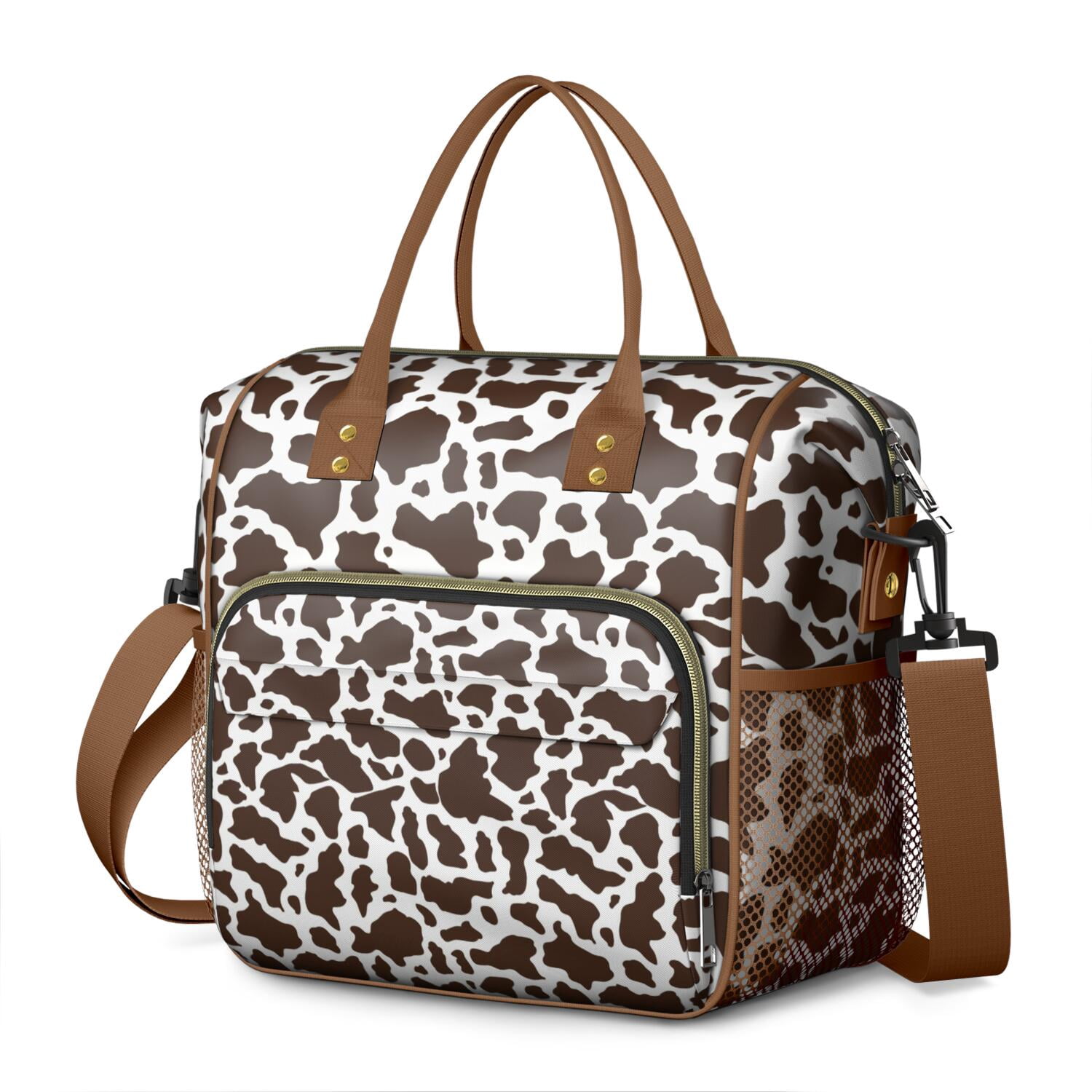 Large Insulated Tote Bag with Cute Cow Print - Leakproof Cooler Bag for ...