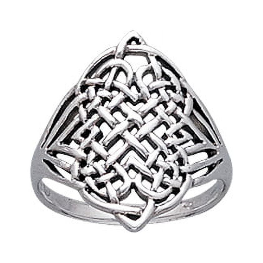 Large Intricate Four Point Celtic Eternity Knot Sterling Silver Ring ...