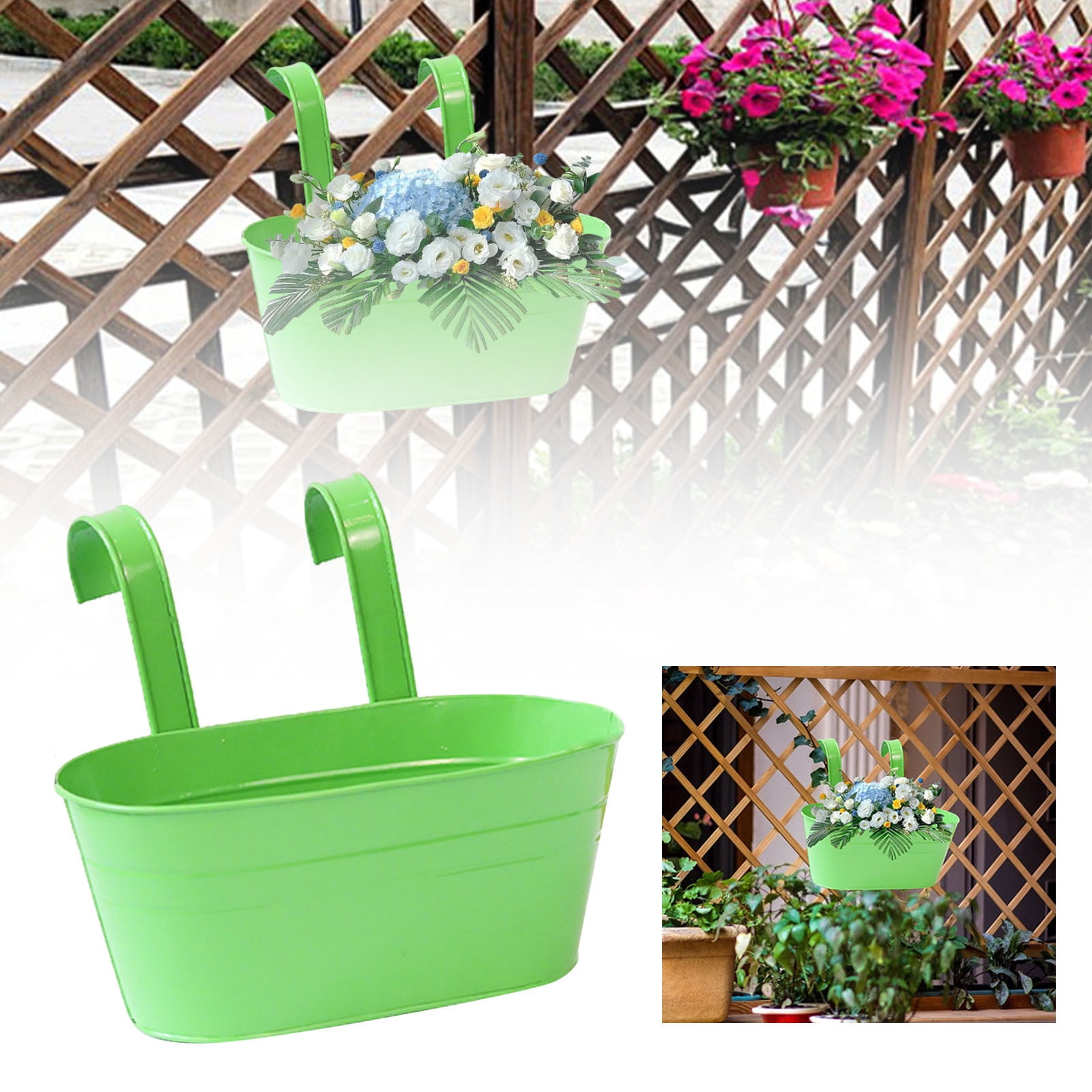 Large Iron Hanging Planters - Countryside Style Wall Mount Flower Pots ...