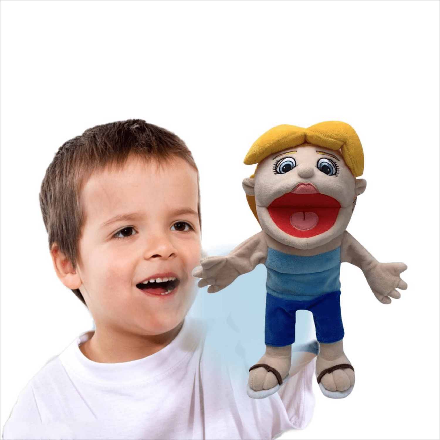 Large Jeffy Boy Hand Puppet Children Soft Doll Funny Party Props ...