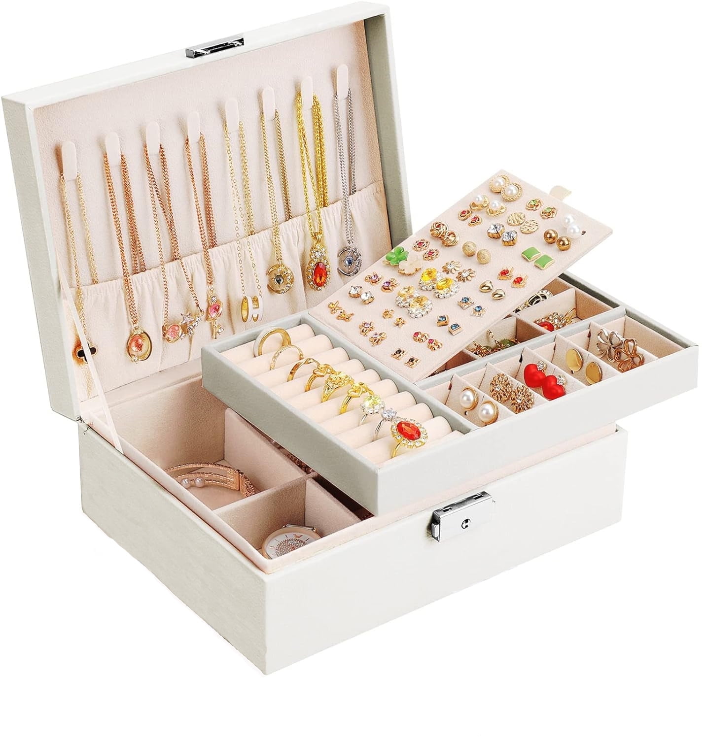 Large Jewelry Boxes for Women,Earring Organizer Jewelry Box Organizer ...