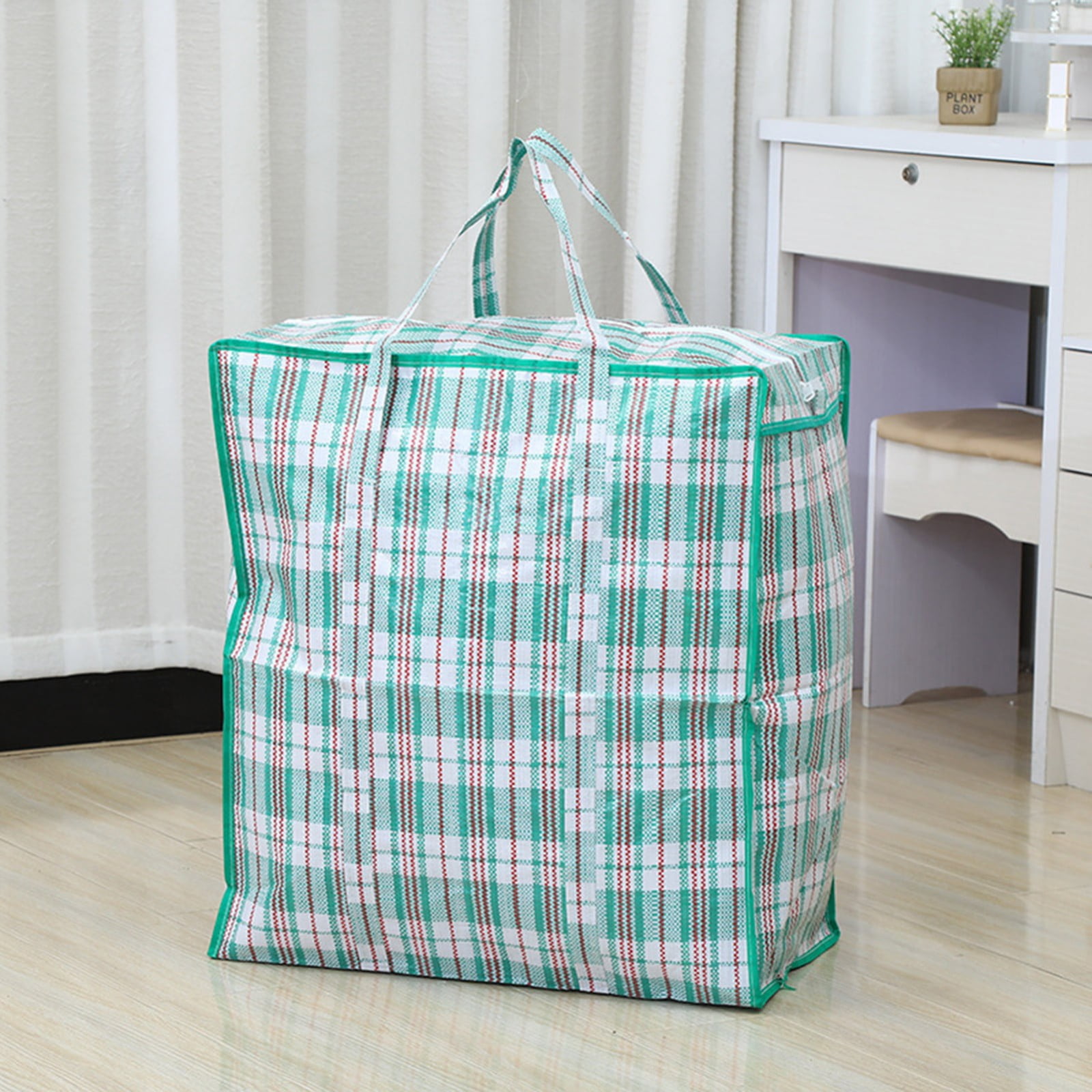 Large & Jumbo Plastic Checkered Laundry Bags With Zipper and Handles ...
