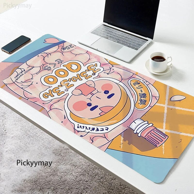 Large Kawaii Mouse Pad Cute Desk Mat Rubber Pink Flower Mousepad Gaming ...