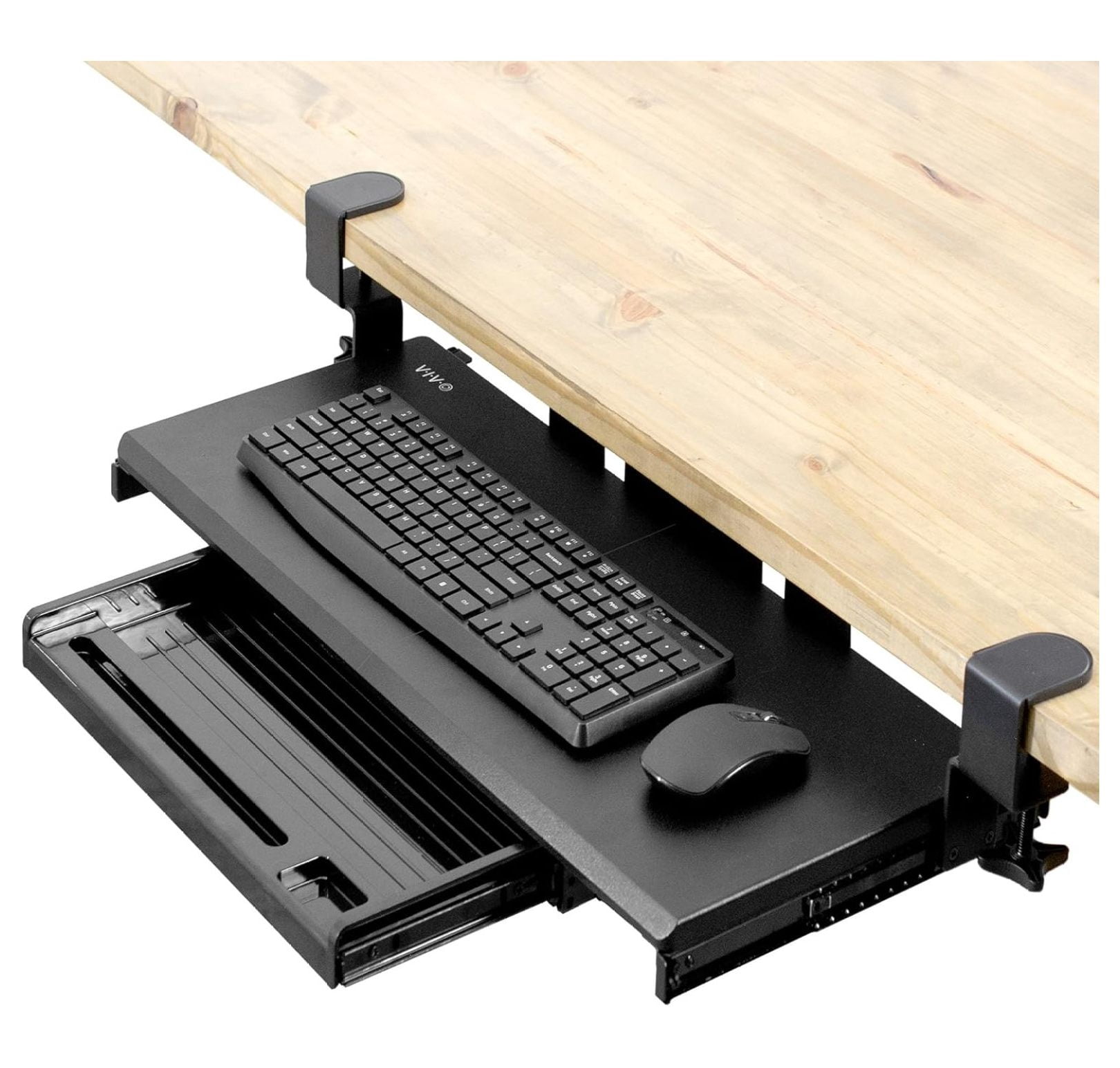 Large Keyboard Tray Under Desk Pull Out Platform with Pencil Drawer ...