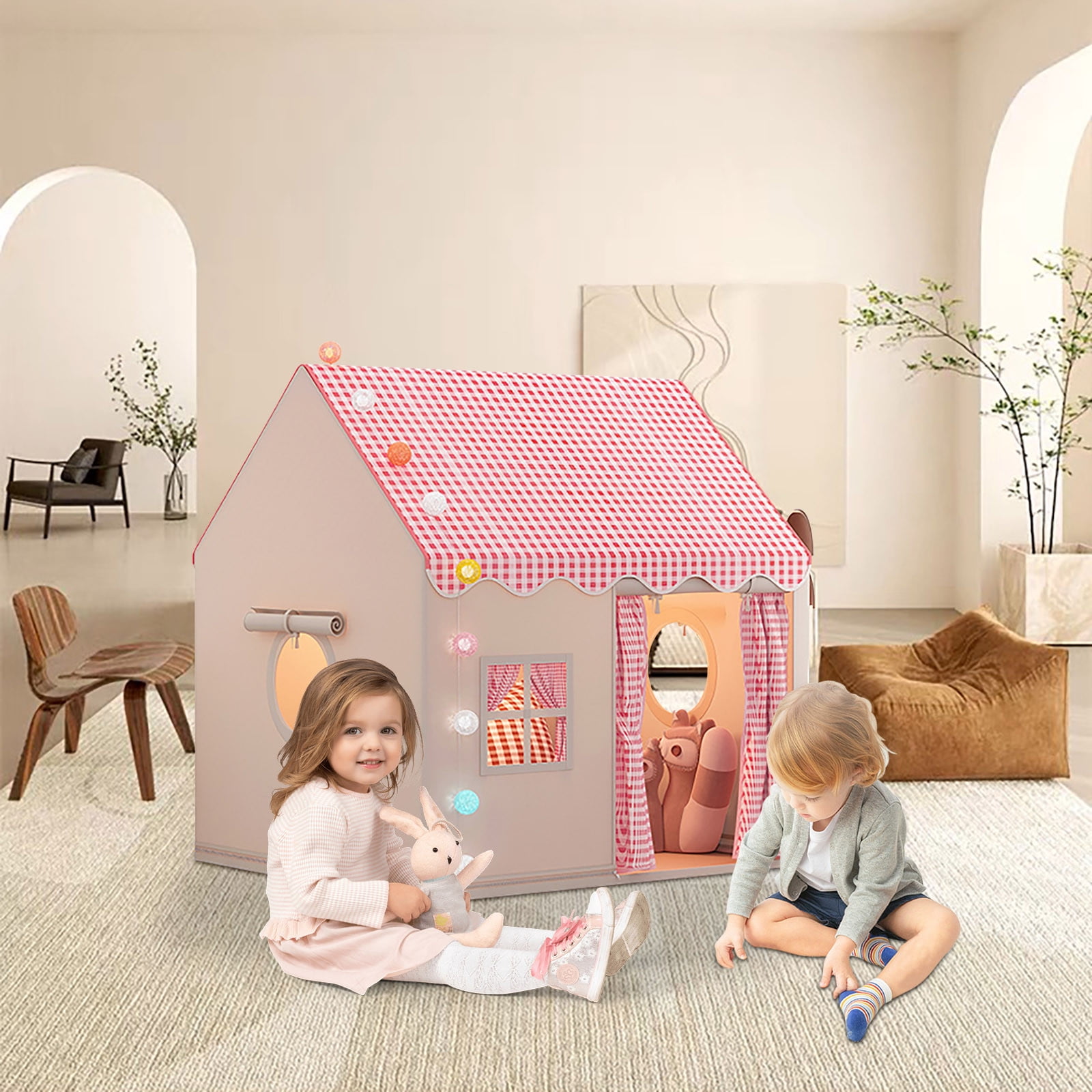 Large Kids Castle Play Tent with Mat & Lights – Indoor/Outdoor ...