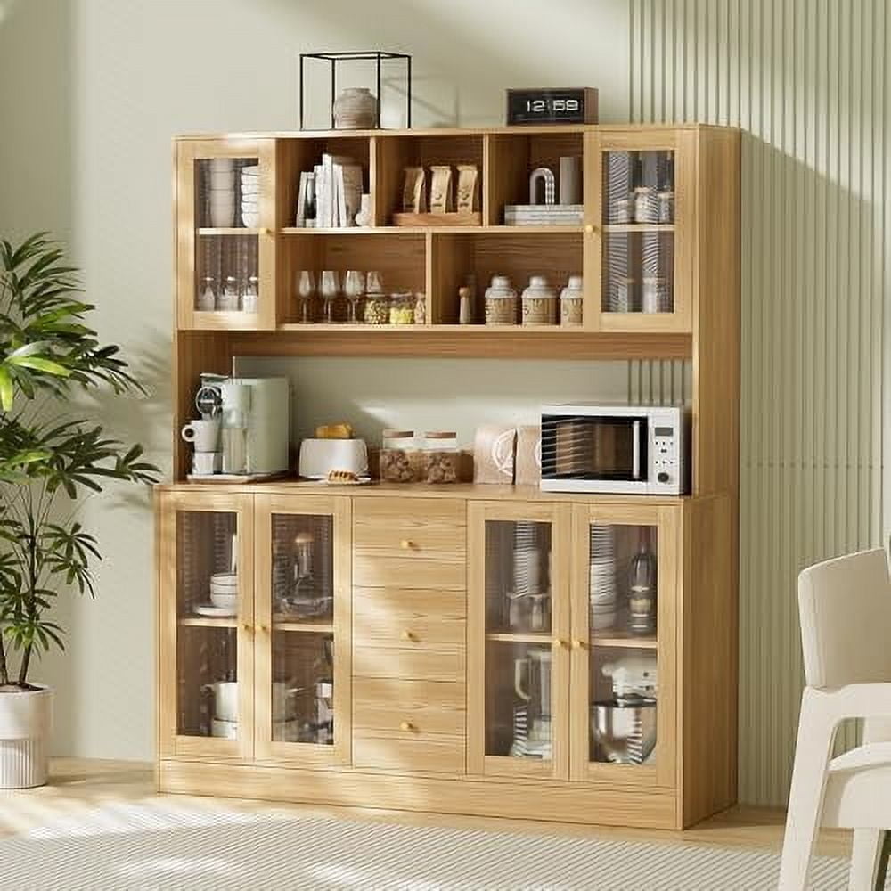 Large Kitchen Hutch Cabinet, Kitchen Pantry Storage Cabinet with 6 ...