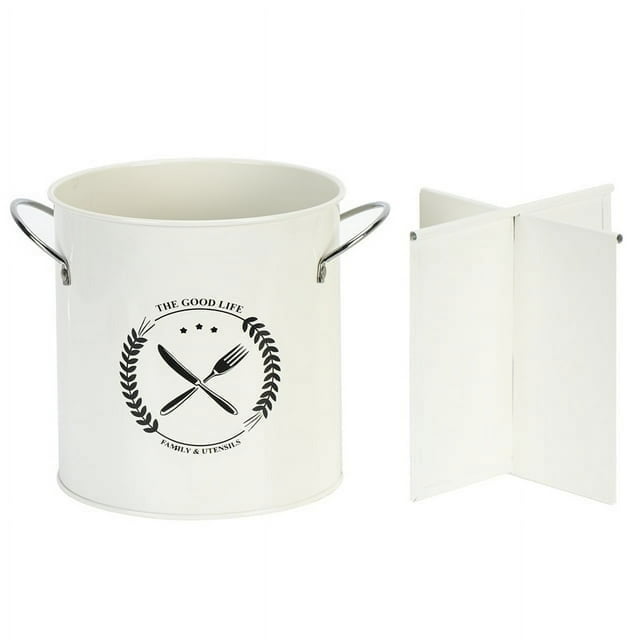 Large Kitchen Utensil Crock Holder with Handles and Removable Divider ...
