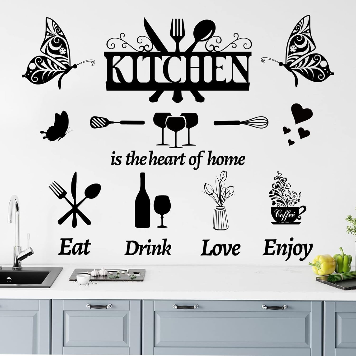 Large Kitchen Wall Decals Dining Room Quotes Wall Stickers The Kitchen ...