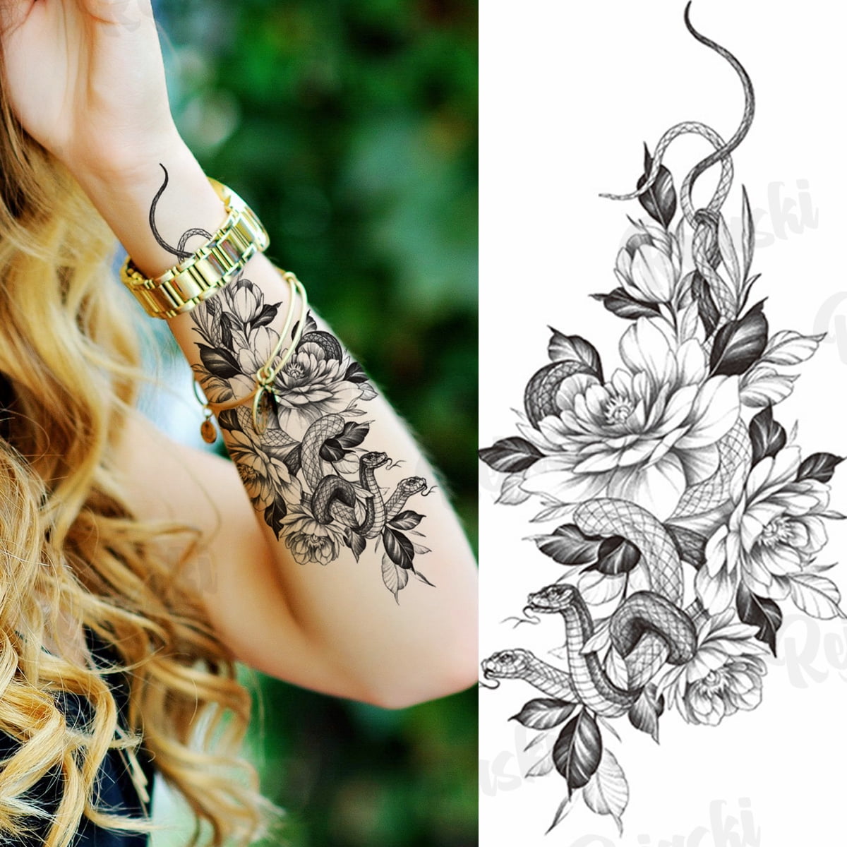 Large Knight Compass Temporary Tattoos For Men Women Realistic Eagle ...