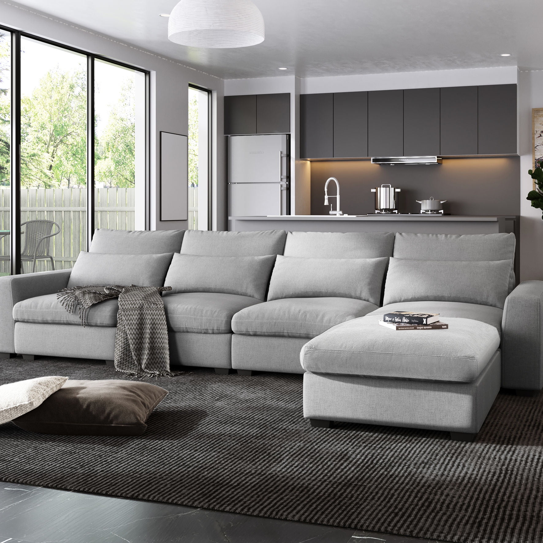 Large L - Shape - Spring Reinforced Cushions - Home Movie Time - Prime ...