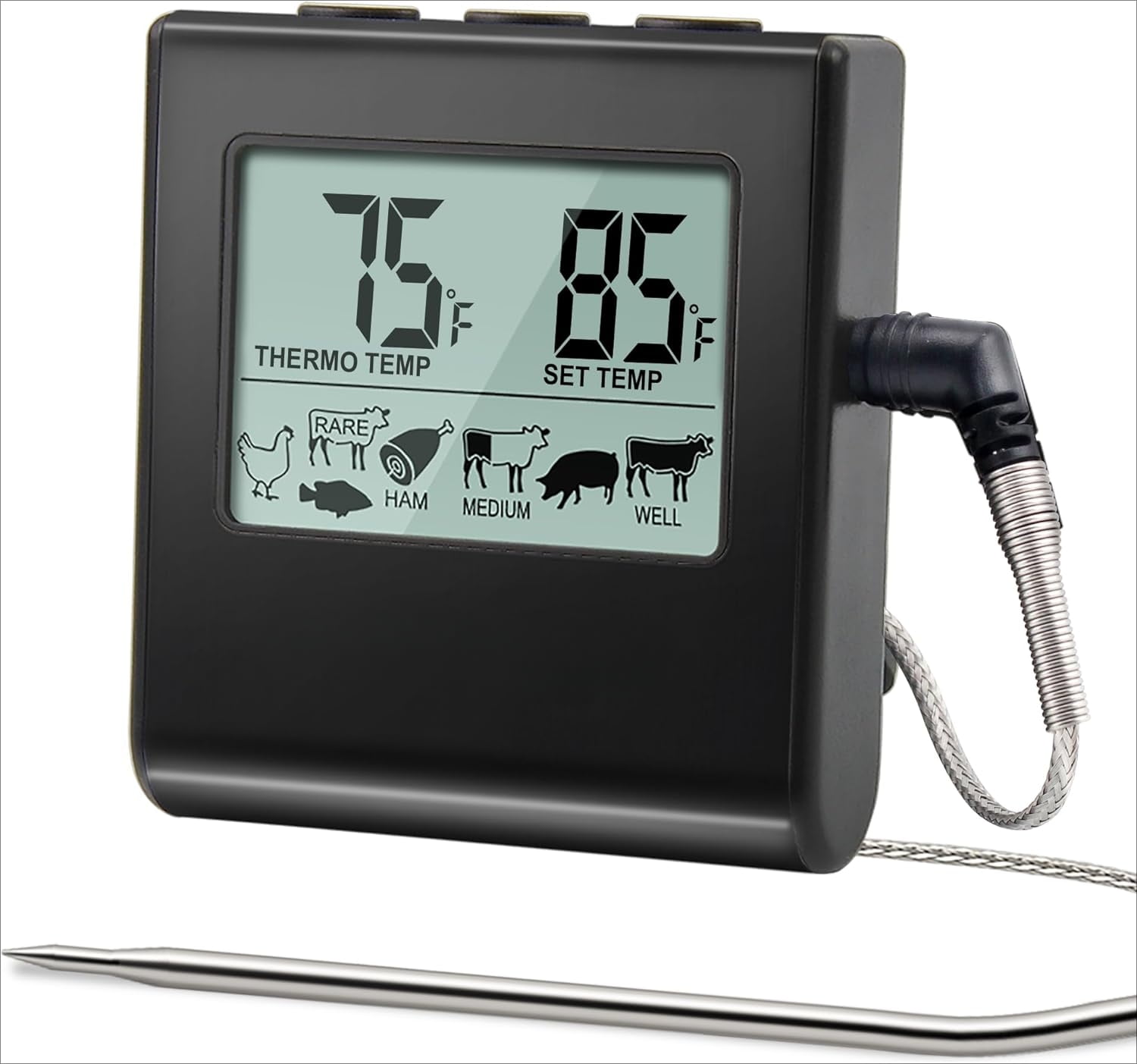 Large LCD Digital Cooking Food Meat Thermometer for Smoker Oven Kitchen ...