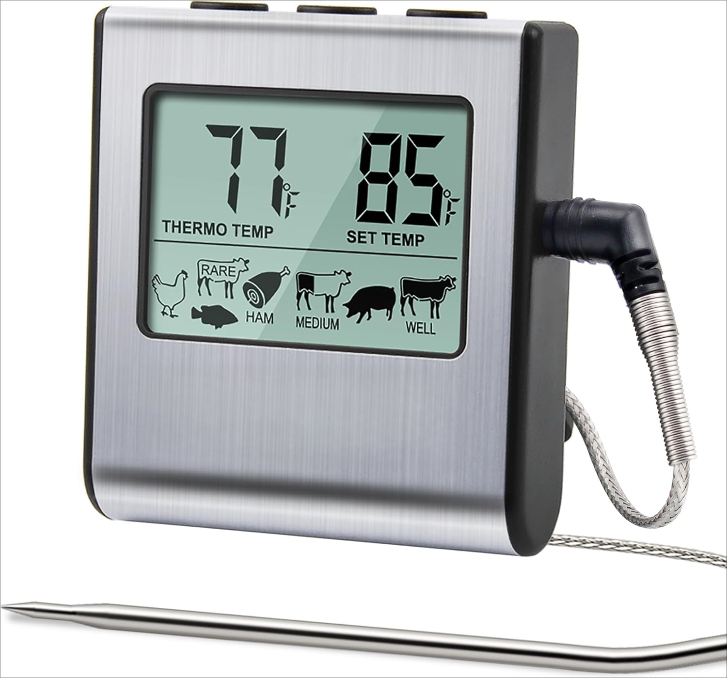 Large LCD Digital Cooking Food Meat Thermometer for Smoker Oven Kitchen ...