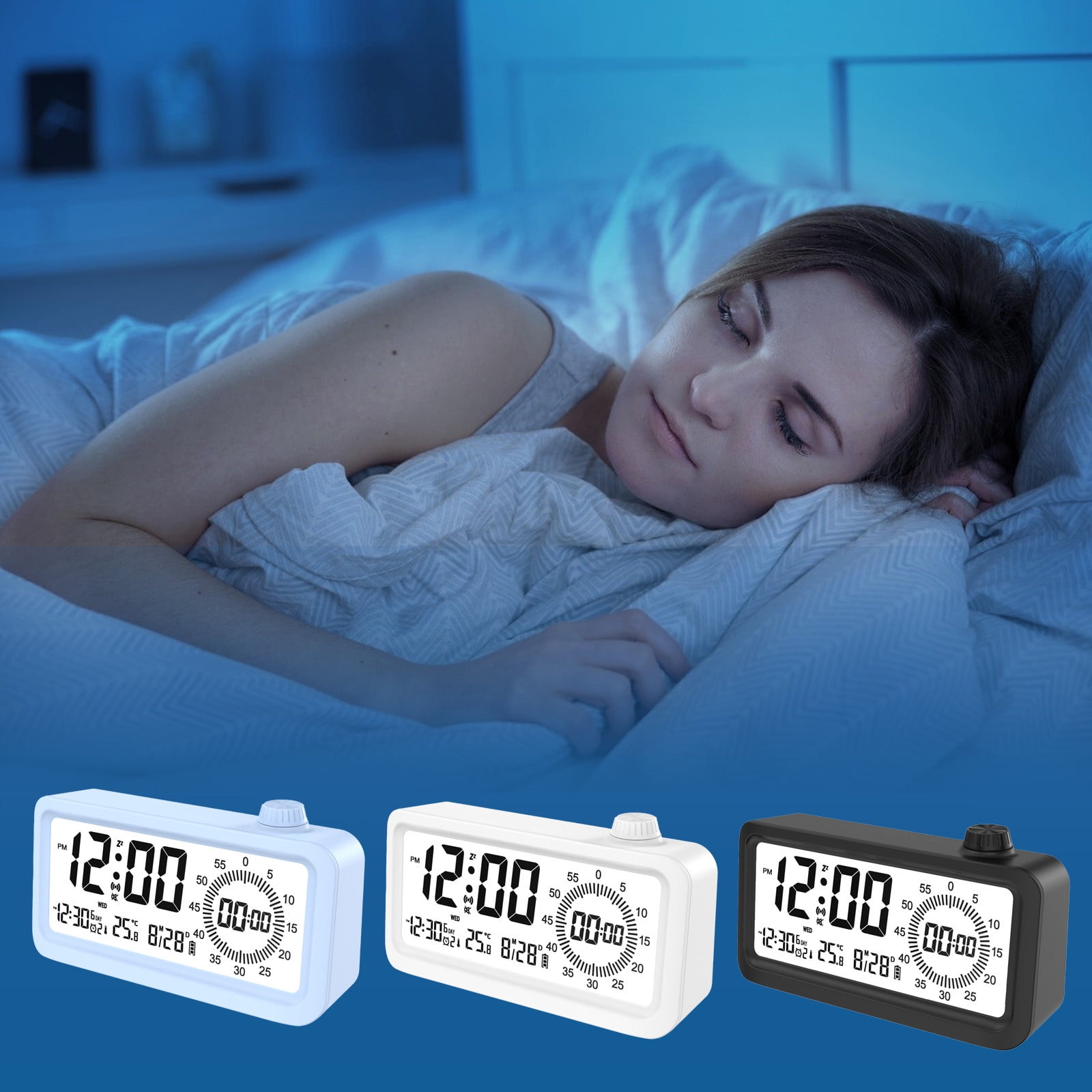Large LED Alarm Clock for Bedroom | Adjustable 3-Level Dimmer | Big LCD ...